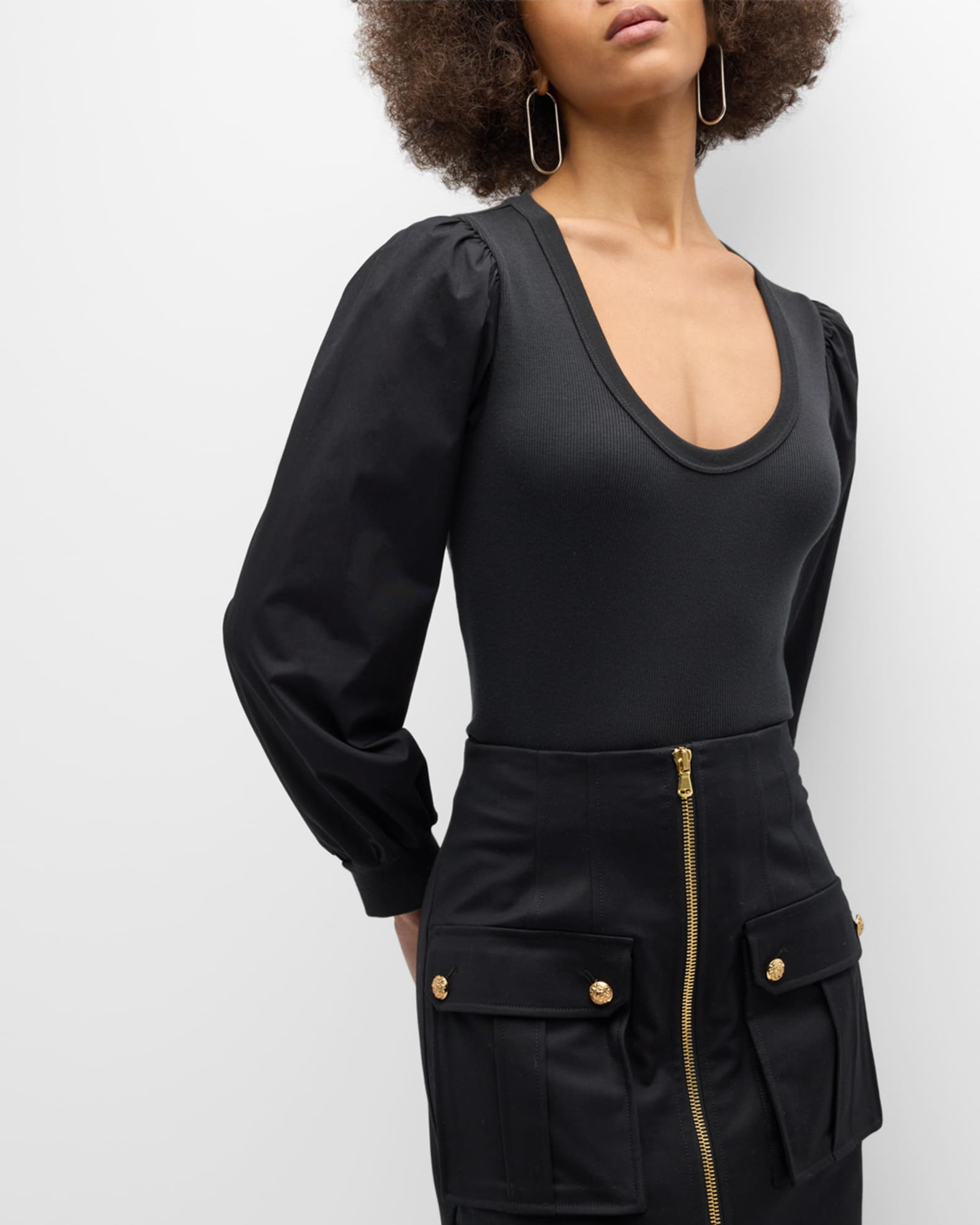 Veronica Beard Anabel Puff-Sleeve Top | Neiman Marcus