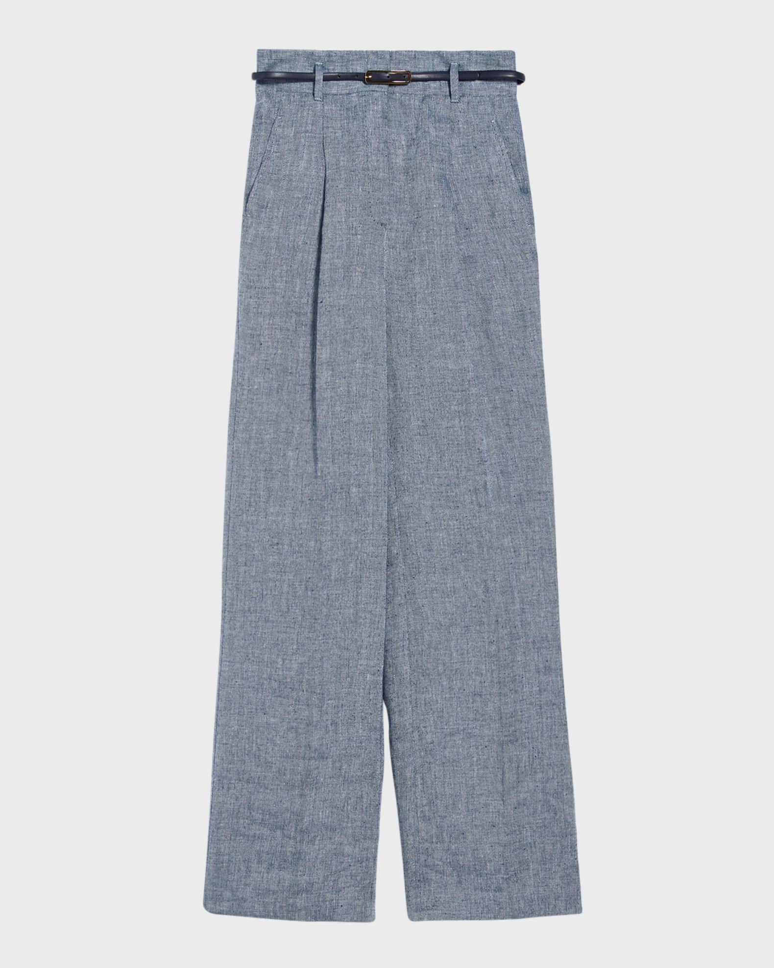 Max Mara Studio Treviso Pleated High-Rise Bootcut Linen Pants | Neiman ...