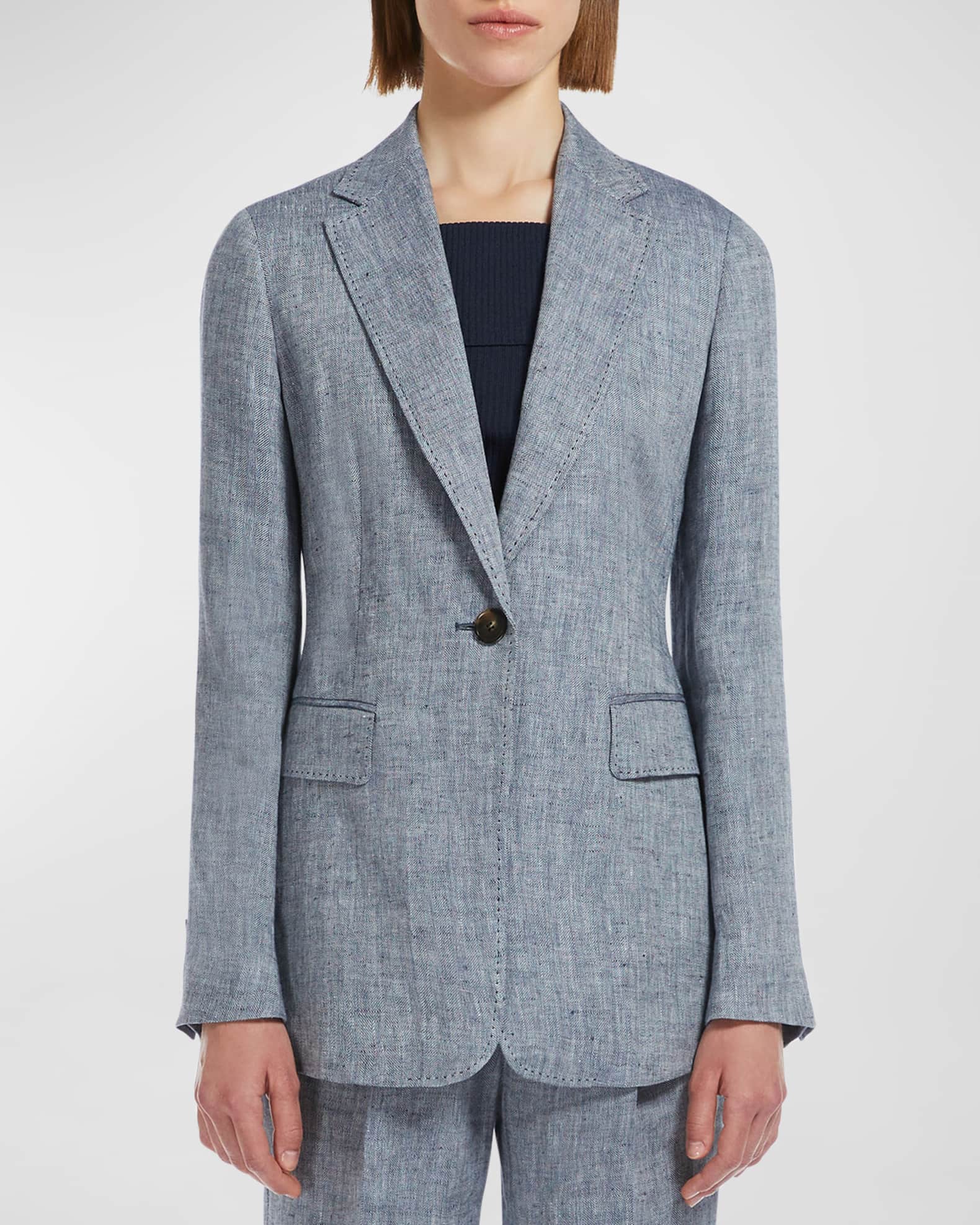 Max Mara Studio Palau Heathered Single-Button Jacket | Neiman Marcus