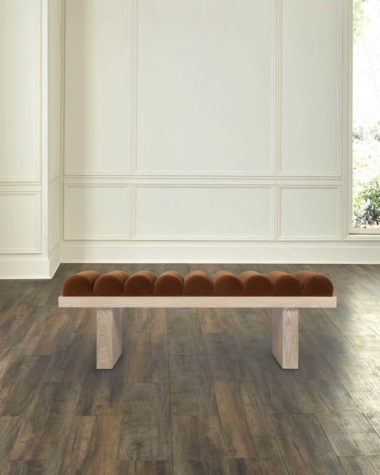 Worlds Away Caspian Channel-Tufted Bench, 52" | Neiman Marcus