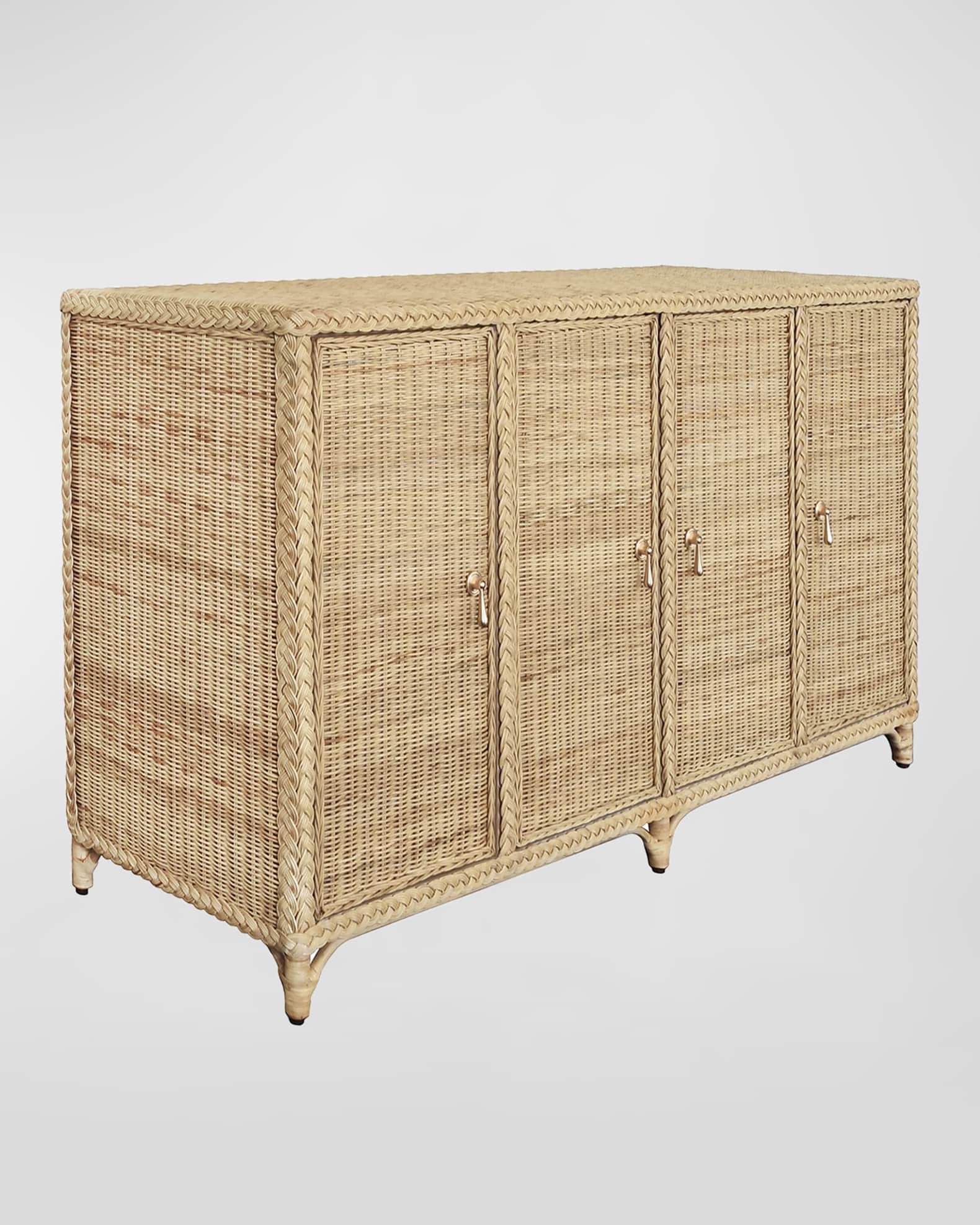 Worlds Away Evander Rattan 4-Door Buffet | Neiman Marcus