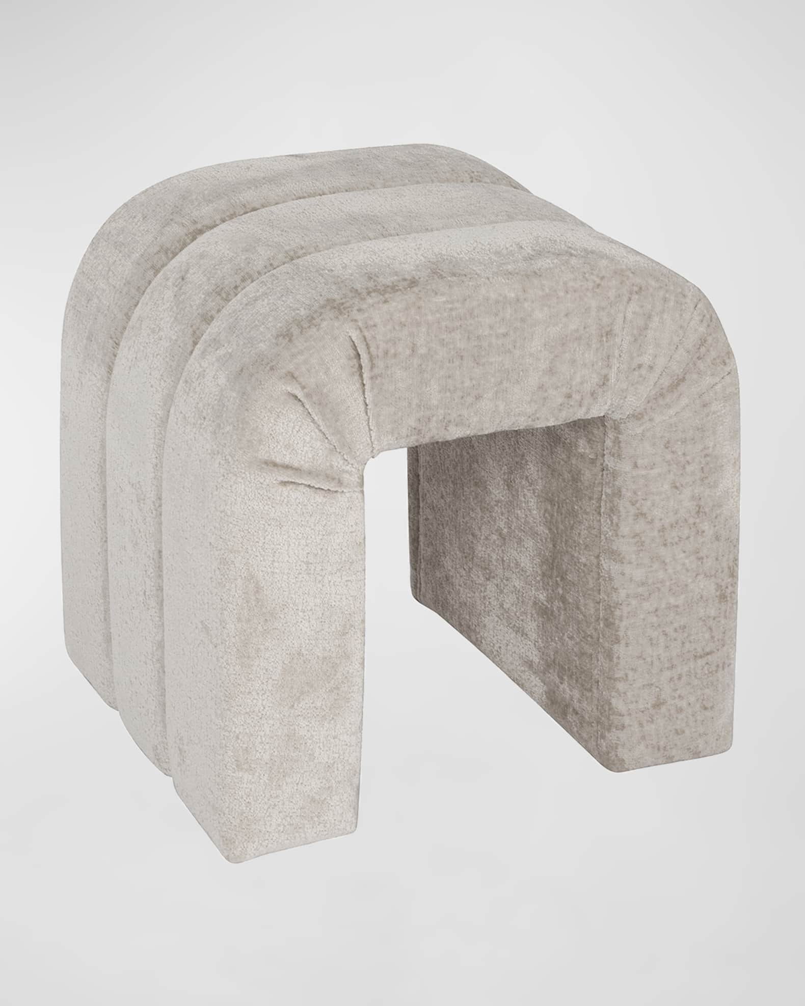 Worlds Away Finch Channel-Tufted Chenille Stool | Neiman Marcus