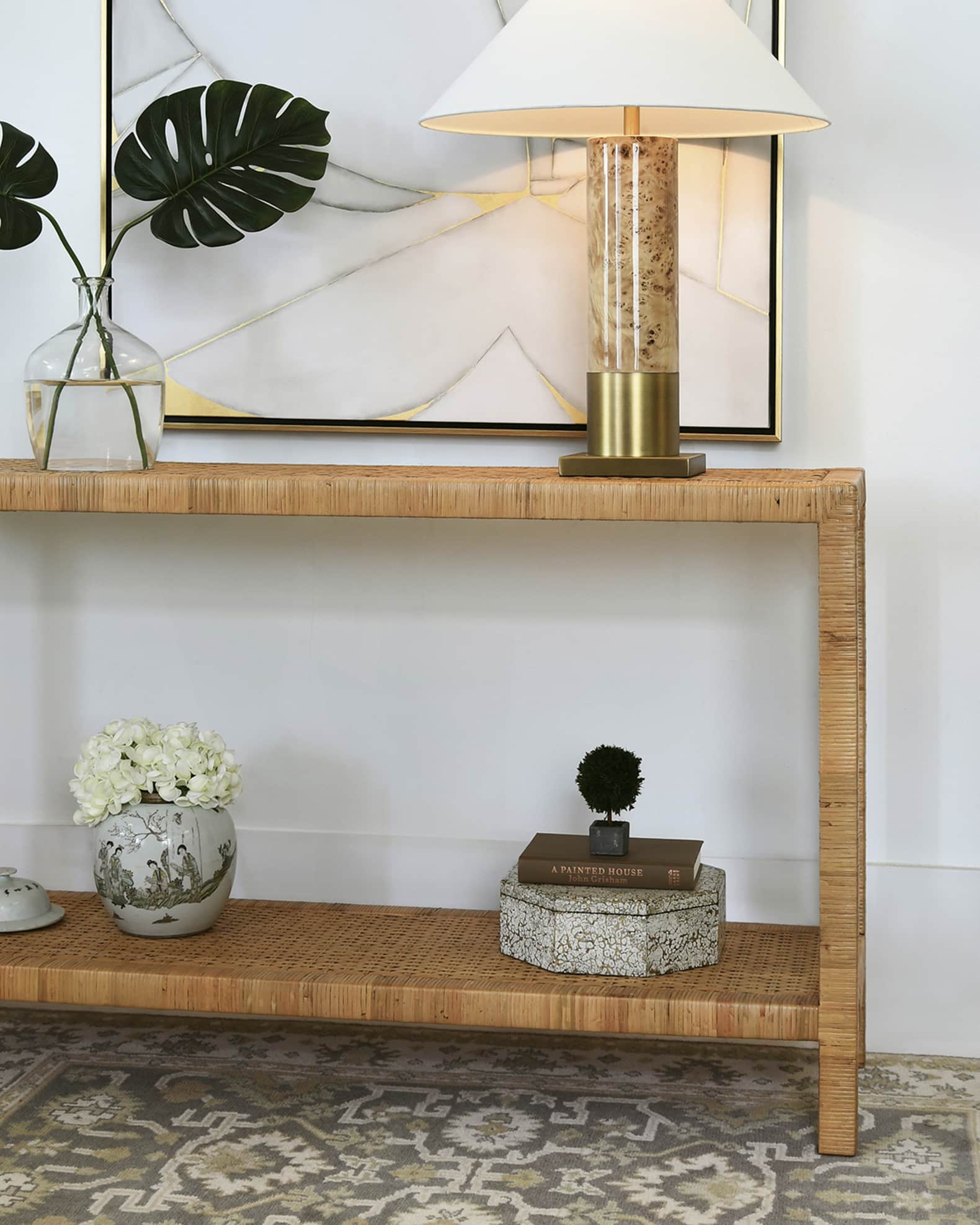 Worlds Away Newton Rattan Console Table | Neiman Marcus