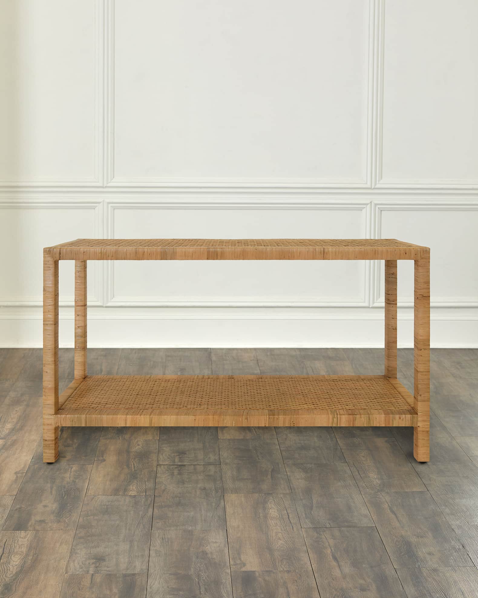 Worlds Away Newton Rattan Console Table | Neiman Marcus
