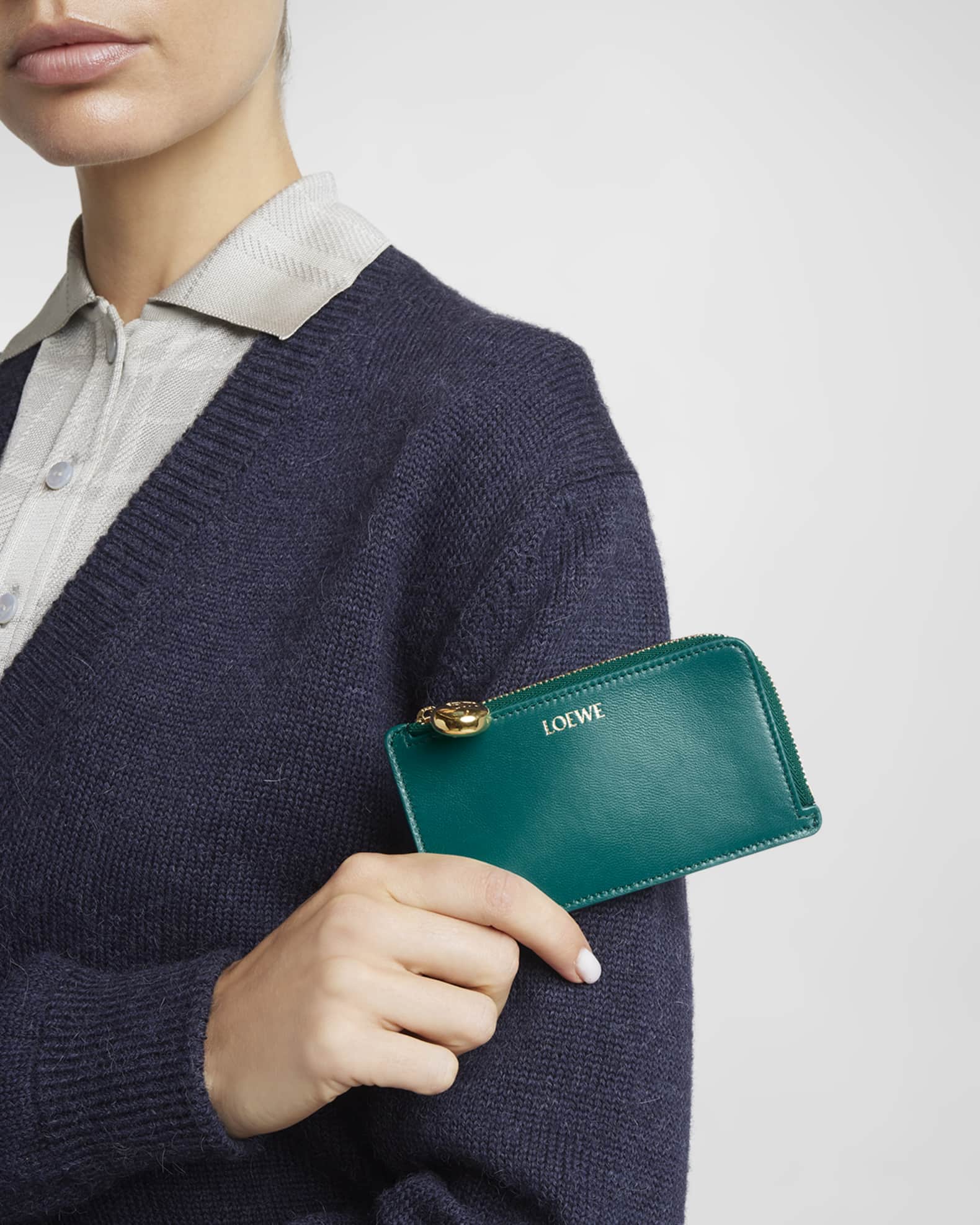 Loewe Pebble Zip Leather Card Holder | Neiman Marcus