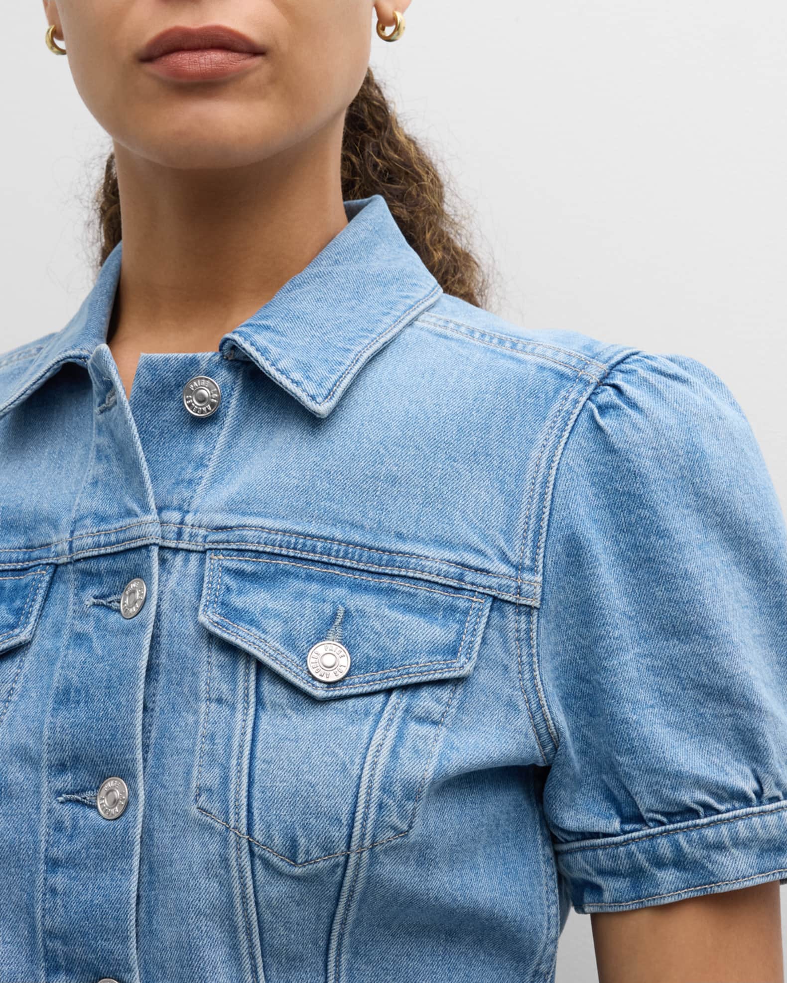 PAIGE Kendra Short-Sleeve Denim Jacket | Neiman Marcus