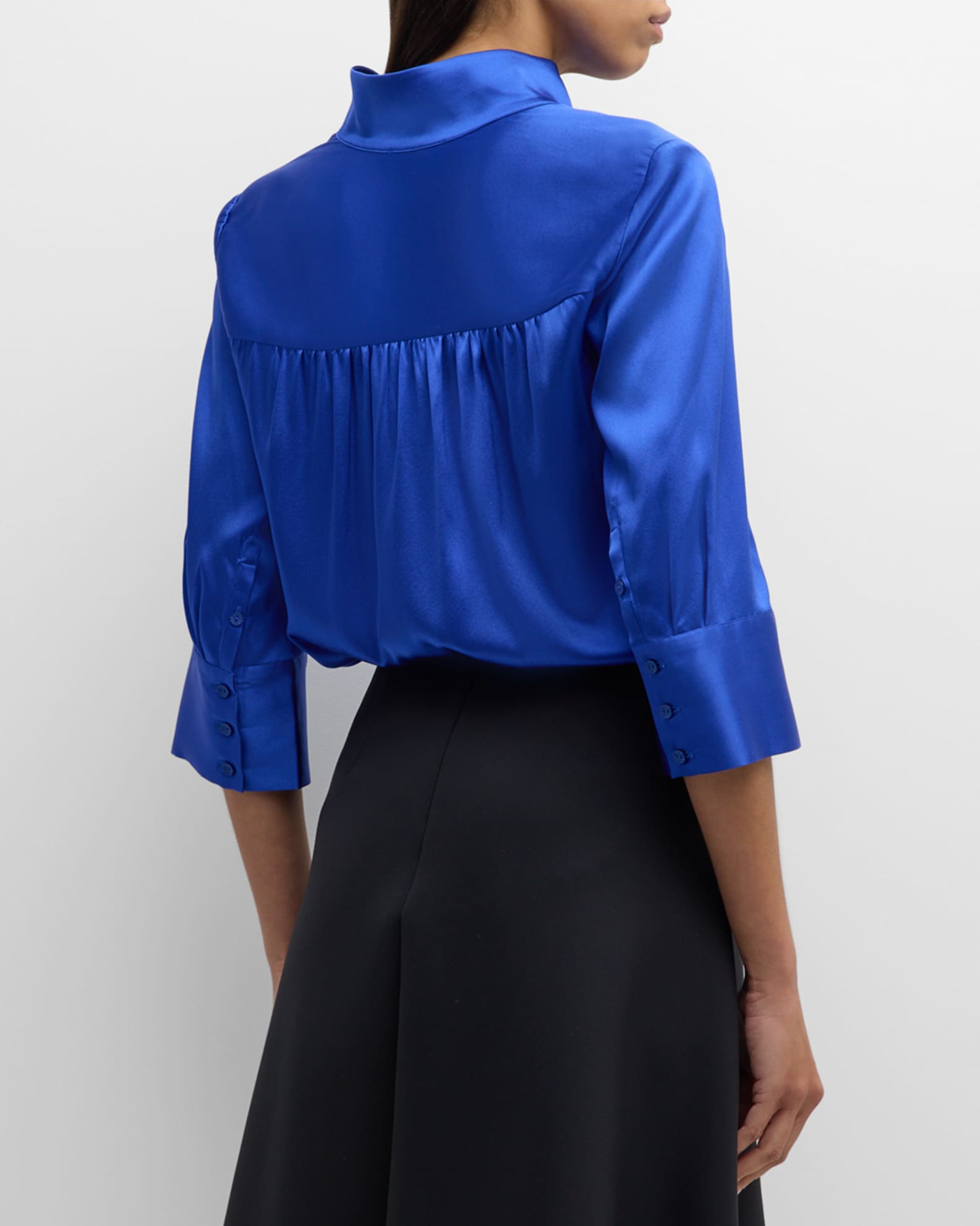 Dea Kudibal Kami High-Collar Silk Twill Blouse | Neiman Marcus