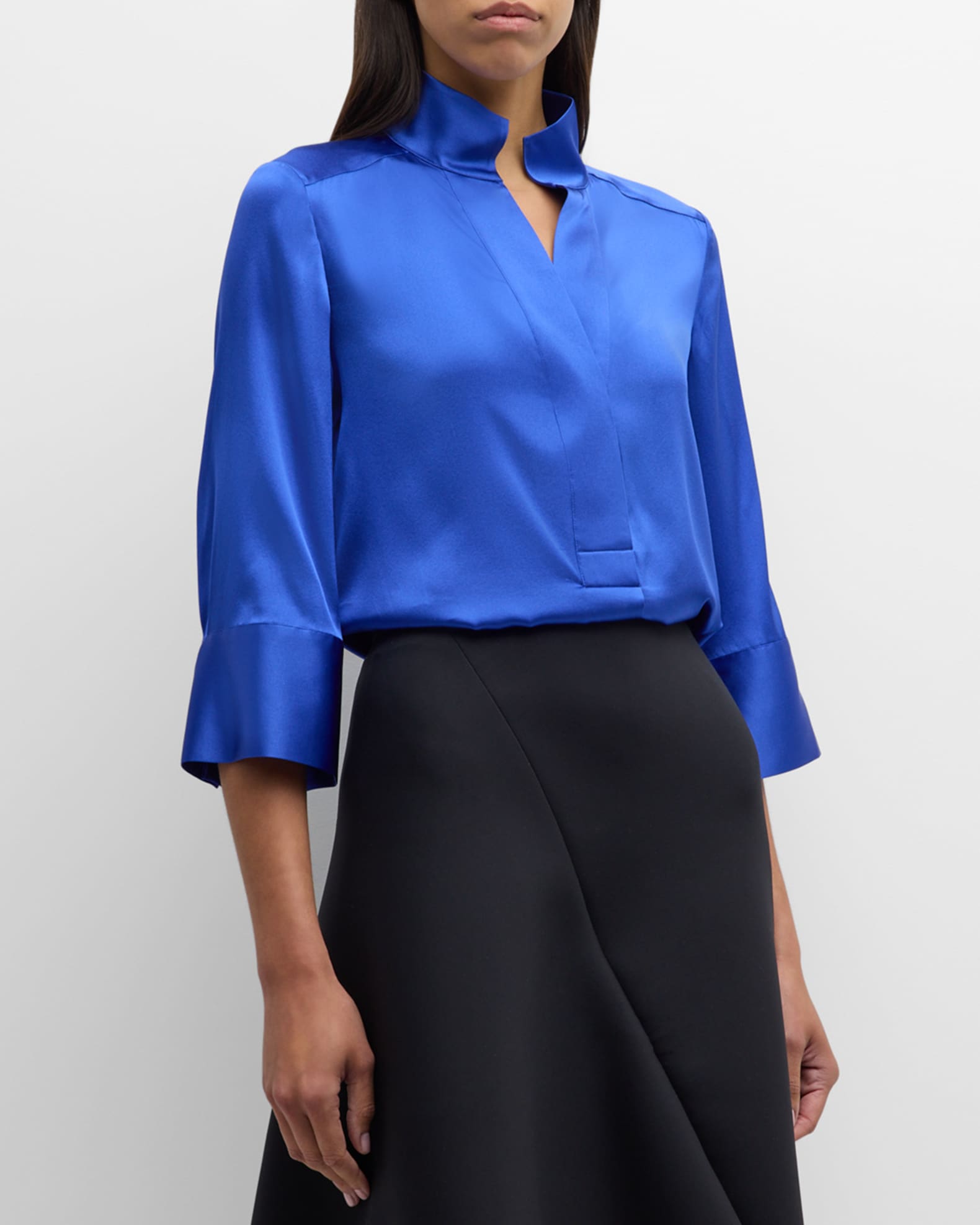 Dea Kudibal Kami High-Collar Silk Twill Blouse | Neiman Marcus