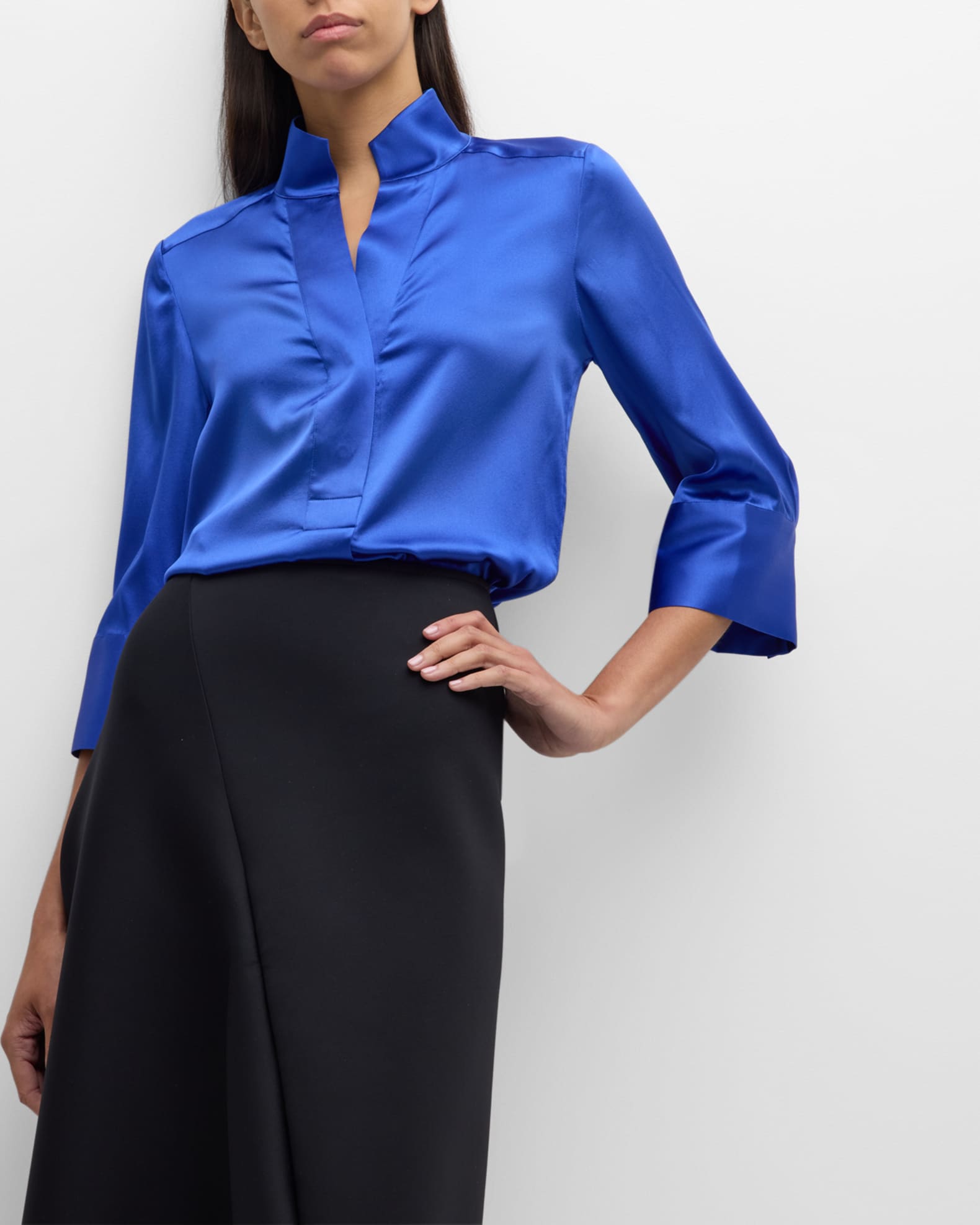 Dea Kudibal Kami High-Collar Silk Twill Blouse | Neiman Marcus
