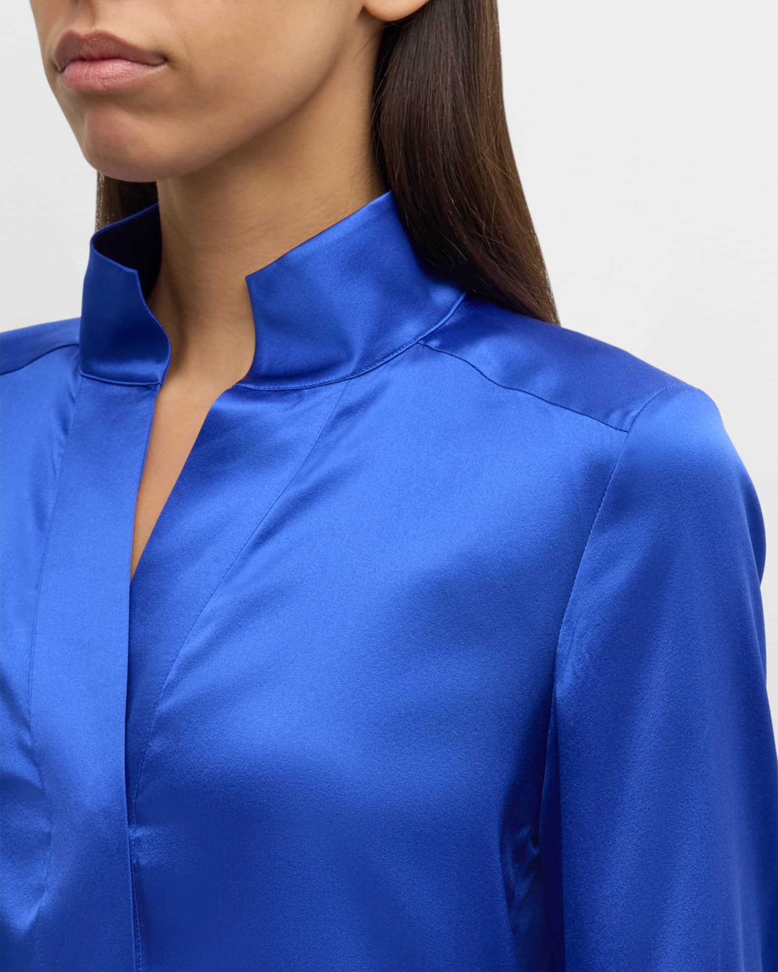 Dea Kudibal Kami High-Collar Silk Twill Blouse | Neiman Marcus