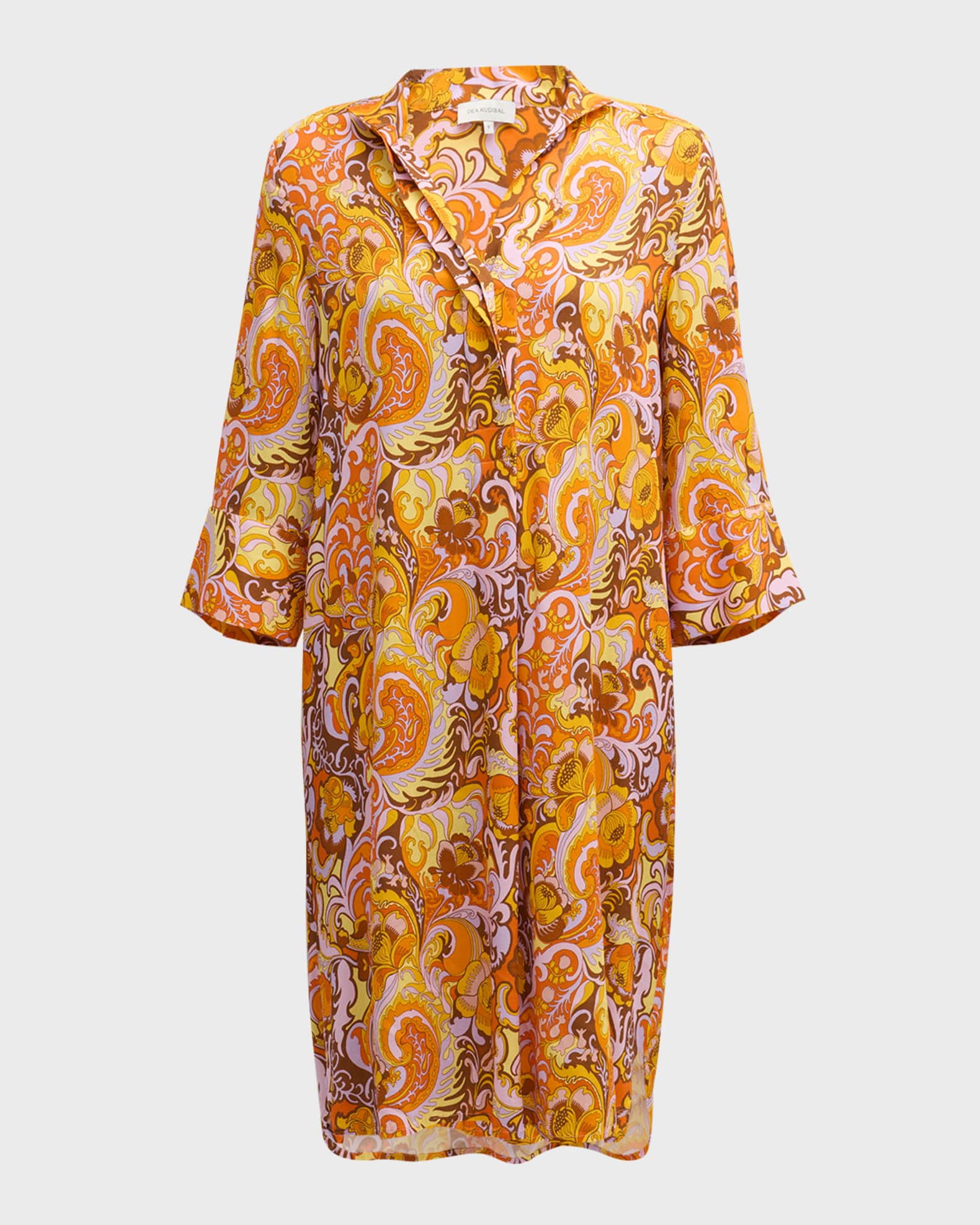 Dea Kudibal Kamilles Dea Floral-Print Midi Shirtdress | Neiman Marcus