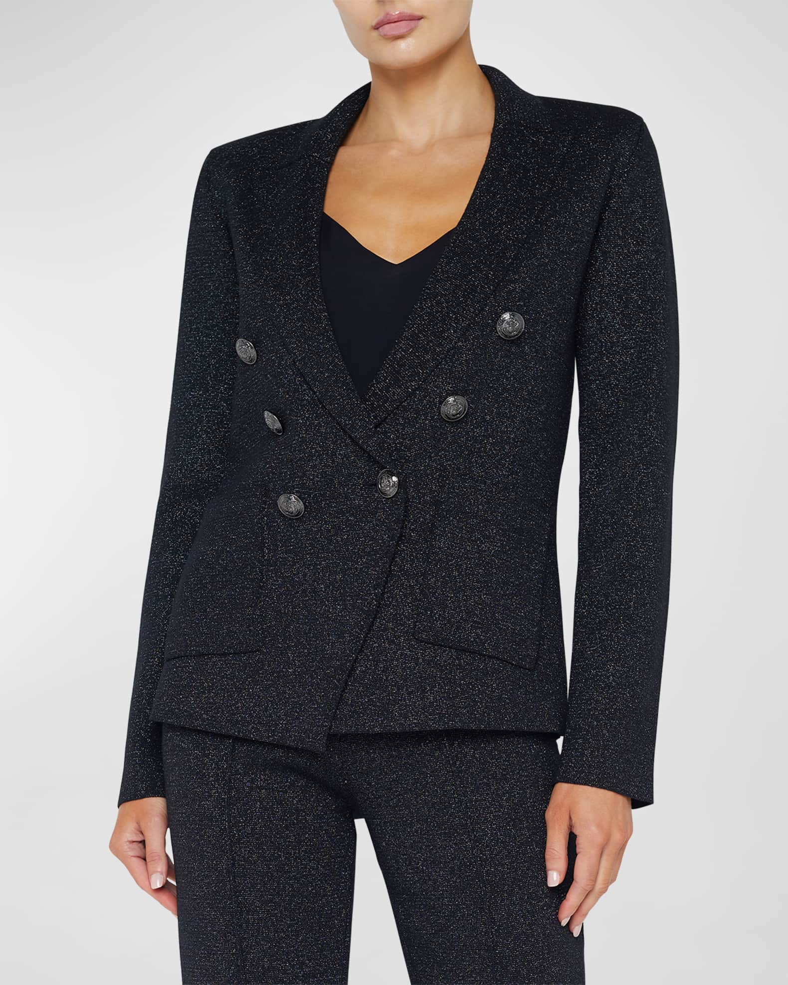 L'Agence Kenzie Metallic Knit Blazer | Neiman Marcus