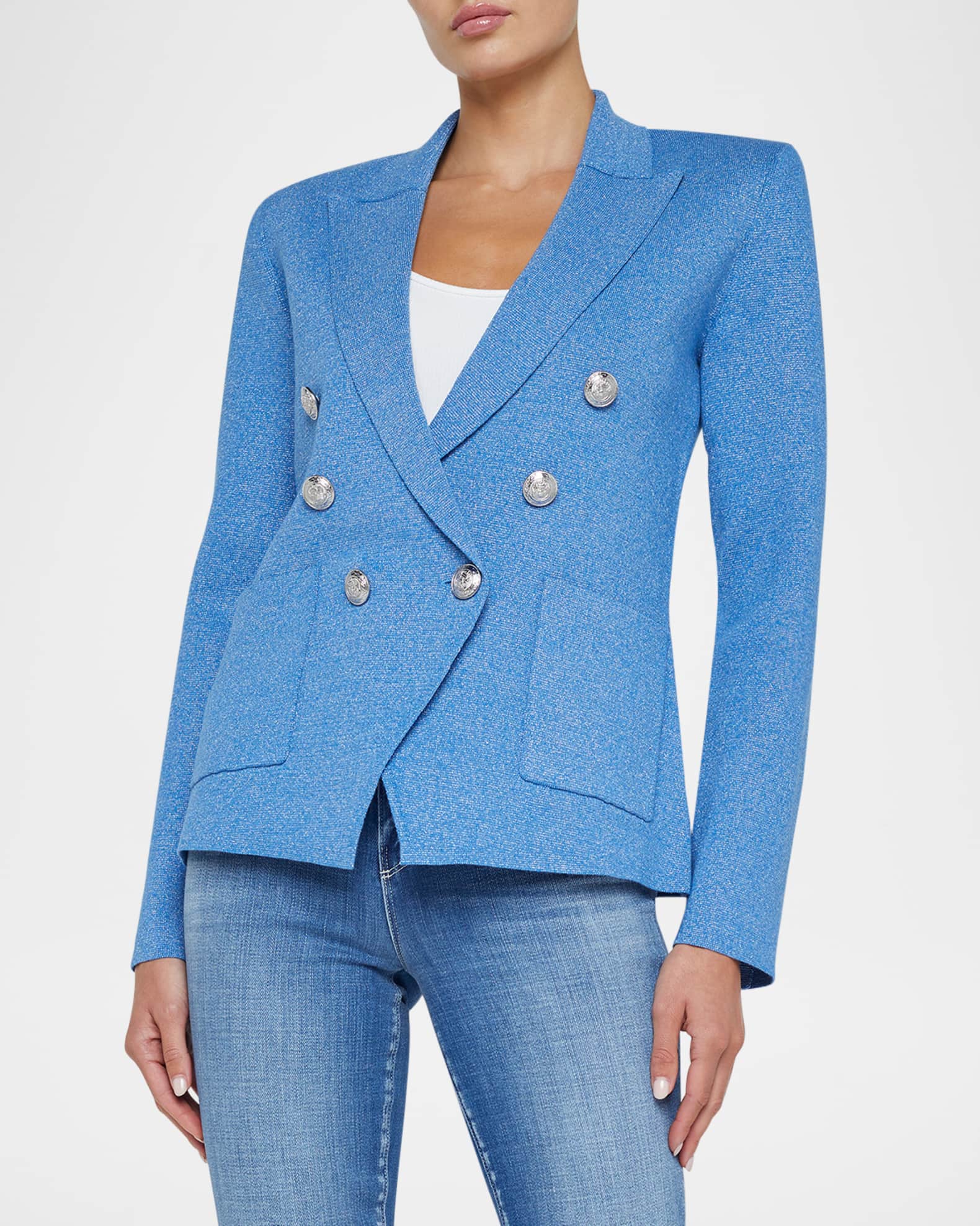 L'Agence Kenzie Metallic Knit Blazer | Neiman Marcus