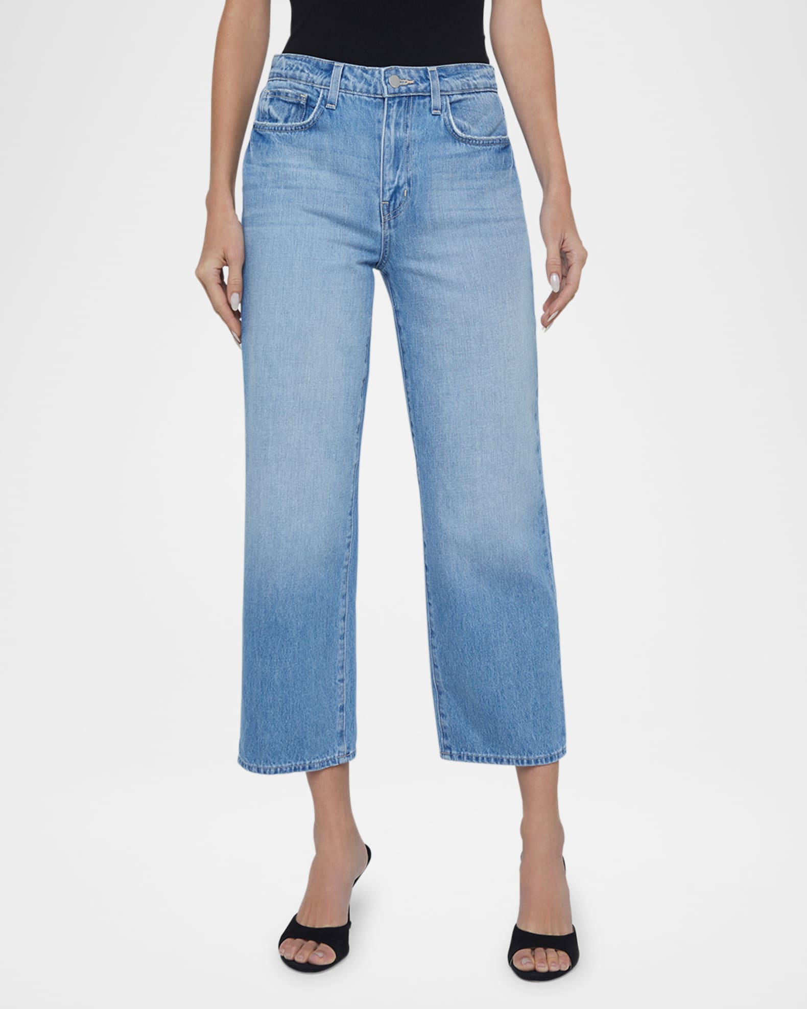 L'Agence June Ultra High-Rise Crop Stovepipe Jeans | Neiman Marcus