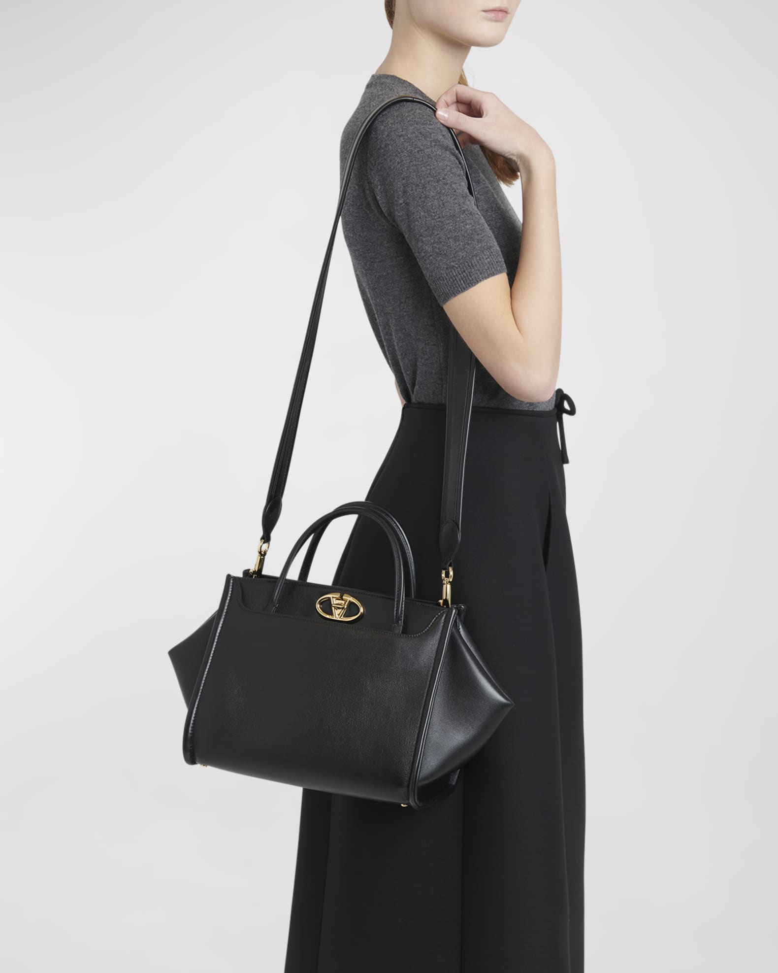 Valentino Garavani VLOGO Medium Leather Tote Bag | Neiman Marcus