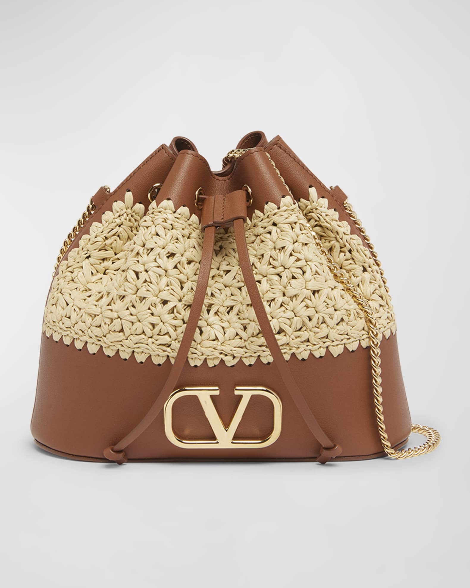 Valentino Garavani VLOGO Signature Mini Crochet Bucket Bag | Neiman Marcus