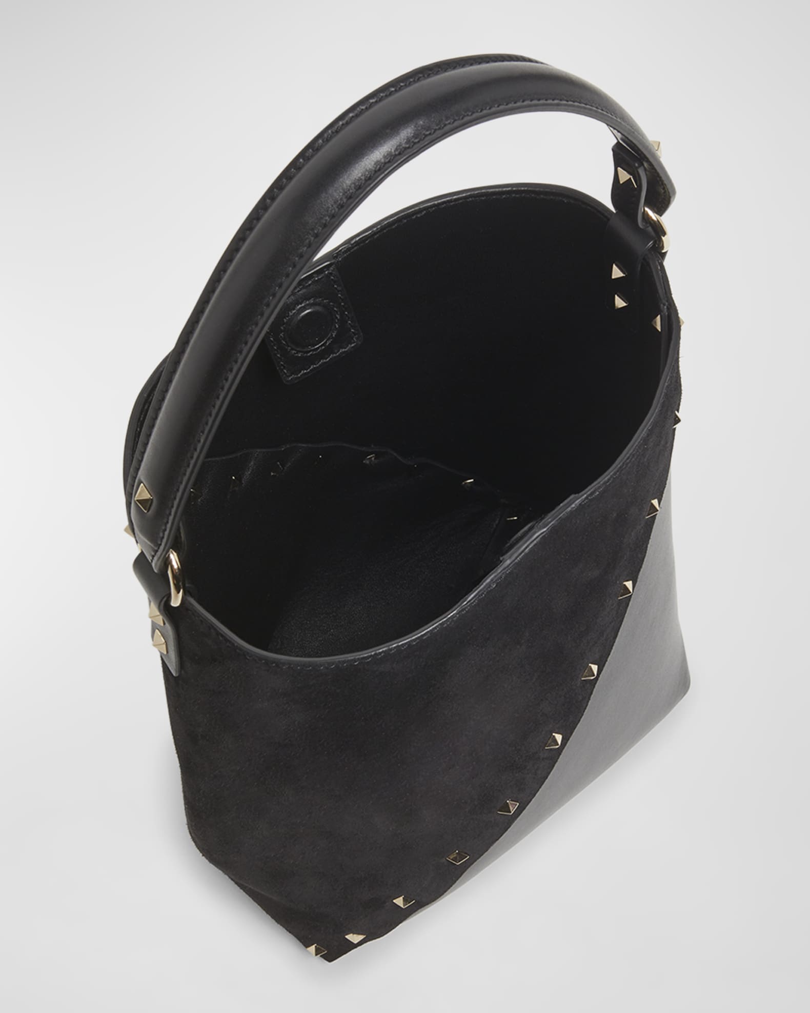Valentino Garavani Wispy Rockstud Leather Bucket Bag | Neiman Marcus