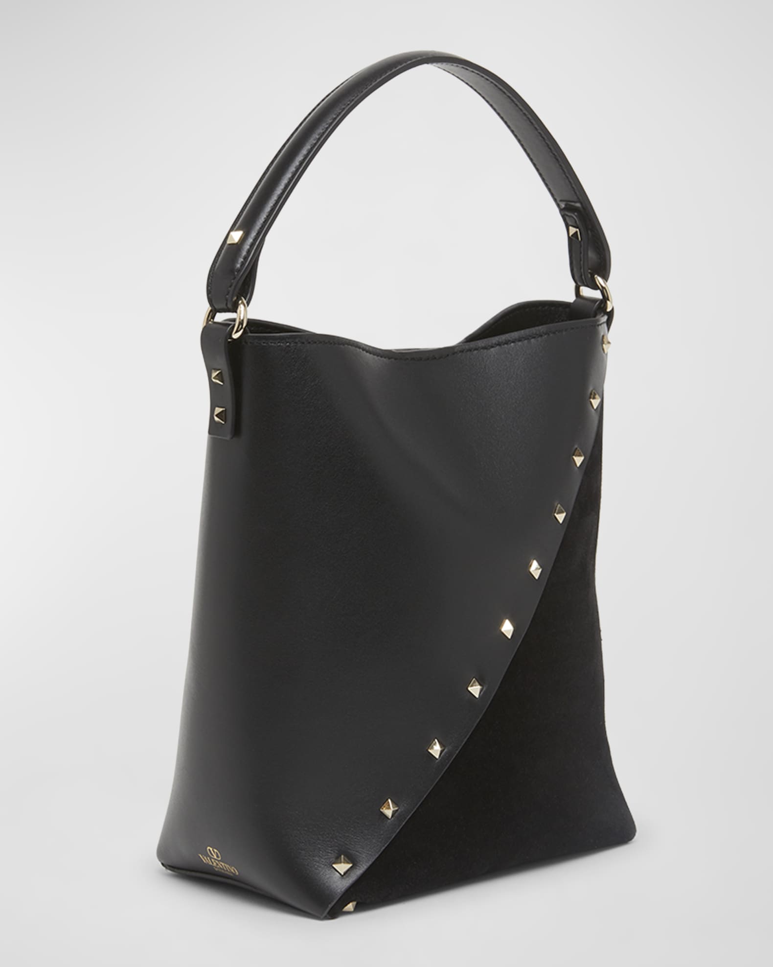 Valentino Garavani Wispy Rockstud Leather Bucket Bag | Neiman Marcus