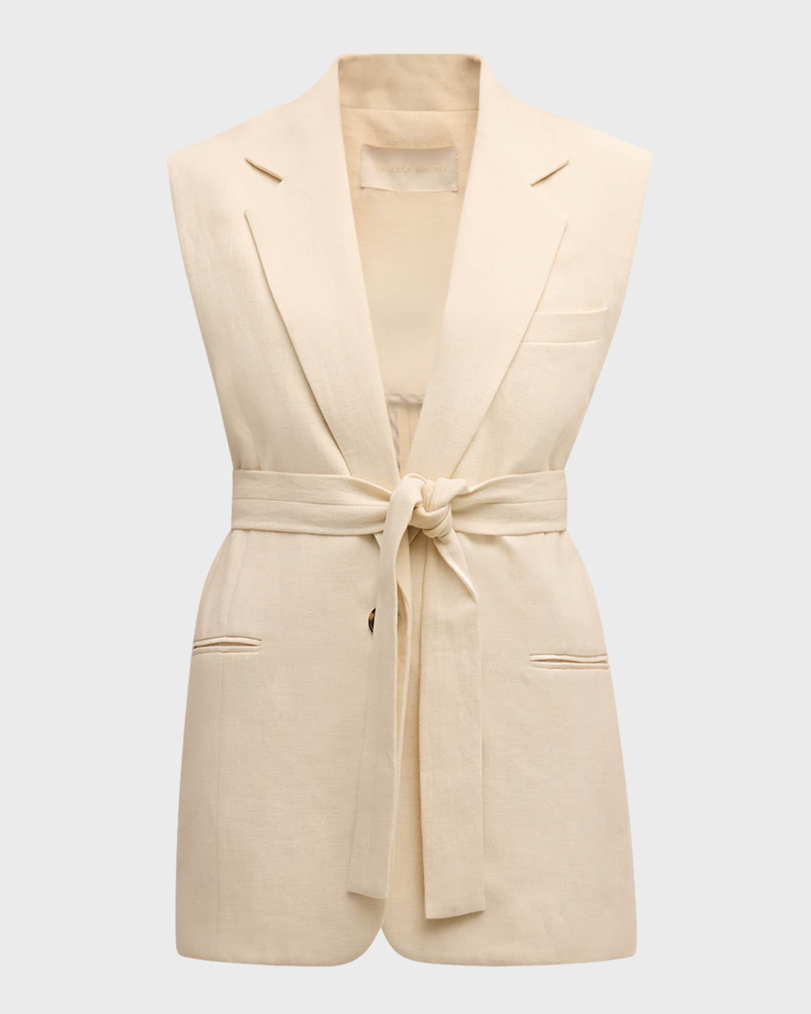 Vanessa Bruno Christen Single-Button Cotton-Linen Vest | Neiman Marcus