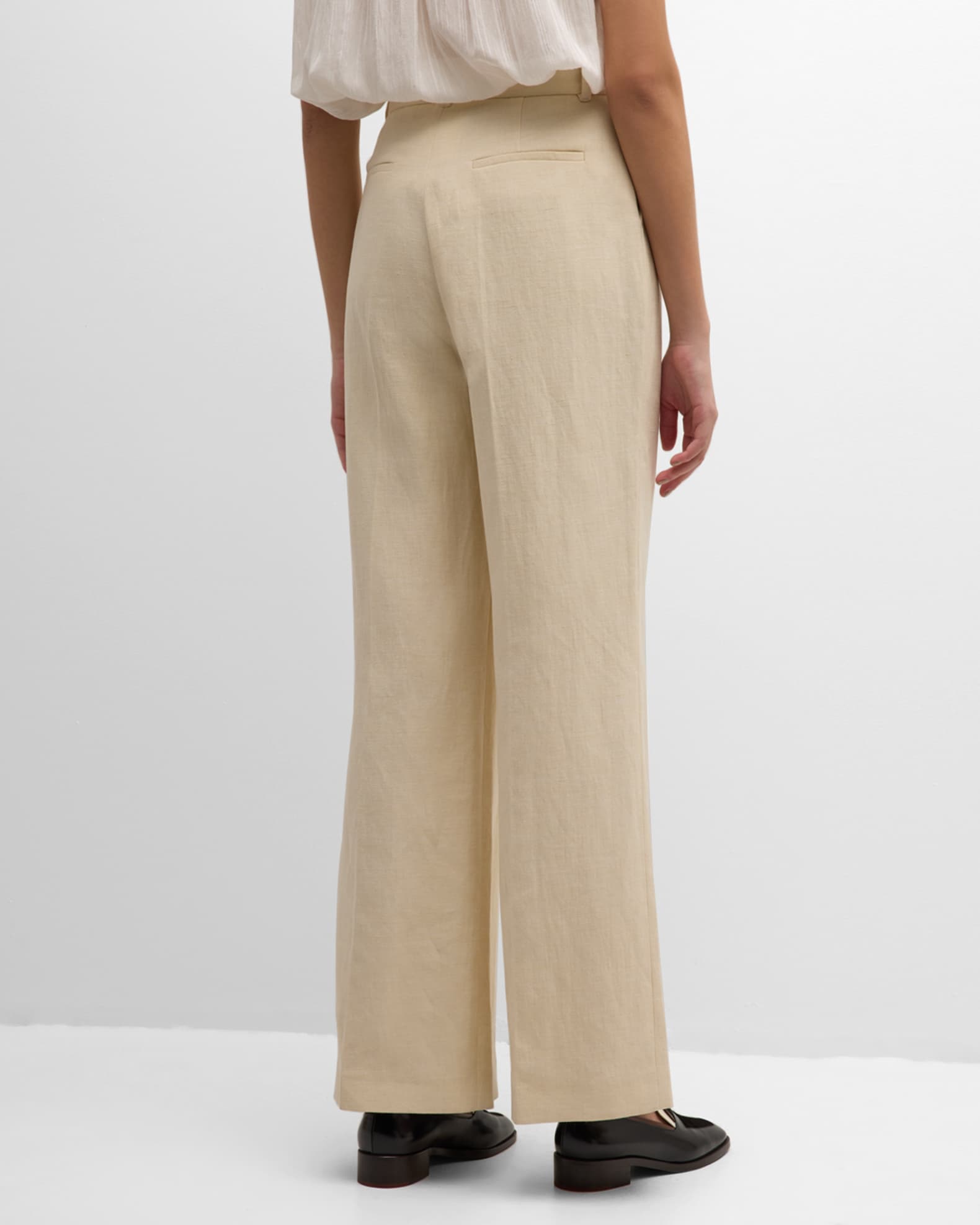 Vanessa Bruno Cyrano Pleated High-Rise Cotton-Linen Pants | Neiman Marcus