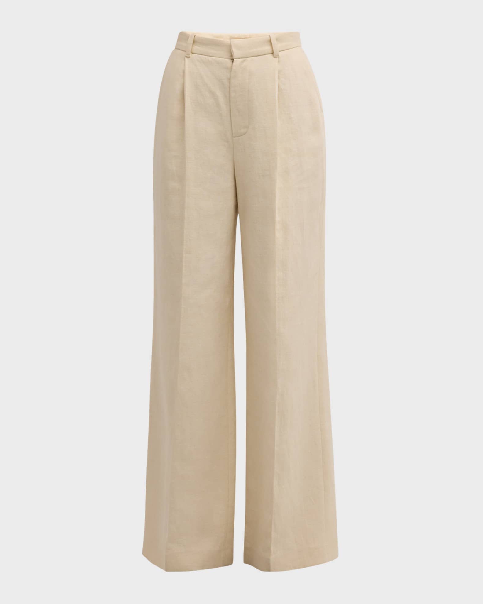 Vanessa Bruno Cyrano Pleated High-Rise Cotton-Linen Pants | Neiman Marcus