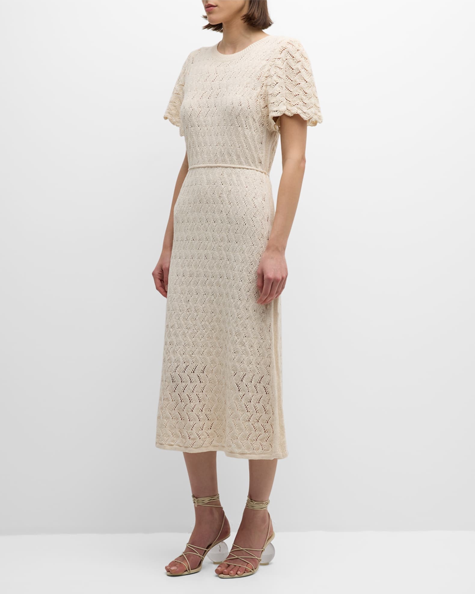Vanessa Bruno Clementina Pointelle-Knit Cotton-Silk Midi Dress | Neiman Marcus