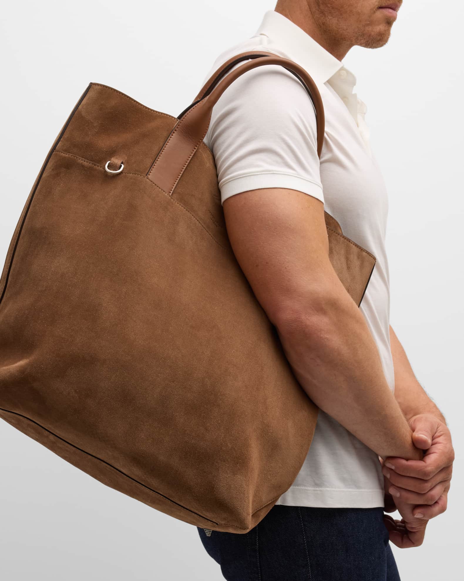 Giorgio Armani Men's Suede Tote Bag | Neiman Marcus