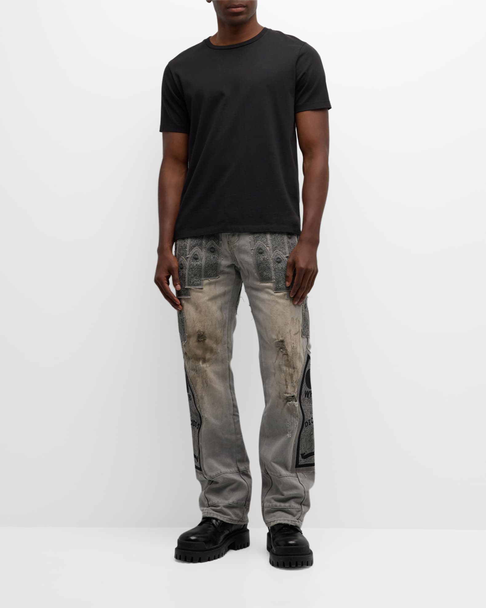 WHO DECIDES WAR Men's Arch Patch Embroidered Pants | Neiman Marcus