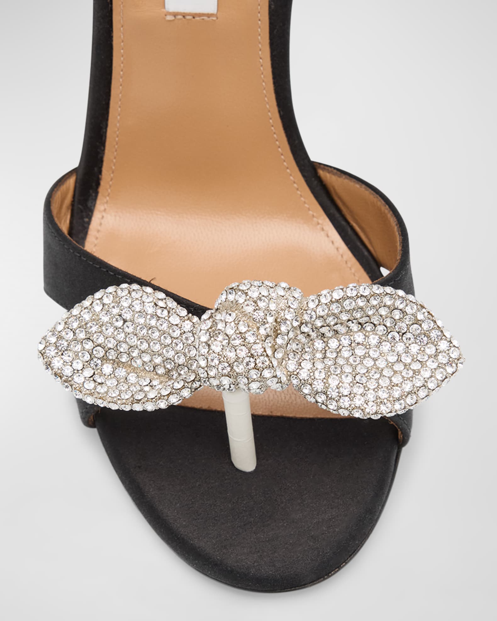 Aquazzura Satin Crystal Bow Slingback Sandals | Neiman Marcus
