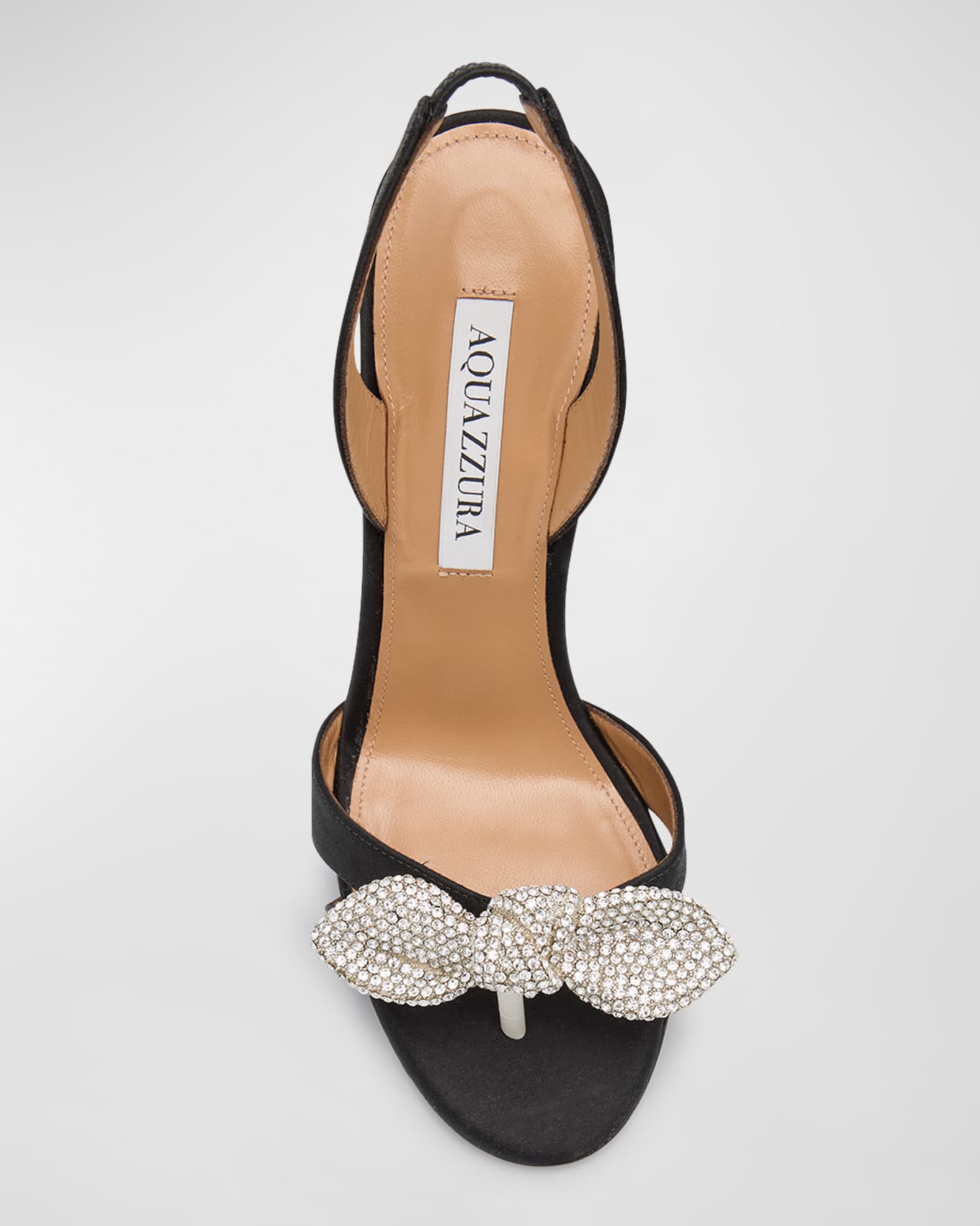 Aquazzura Satin Crystal Bow Slingback Sandals | Neiman Marcus