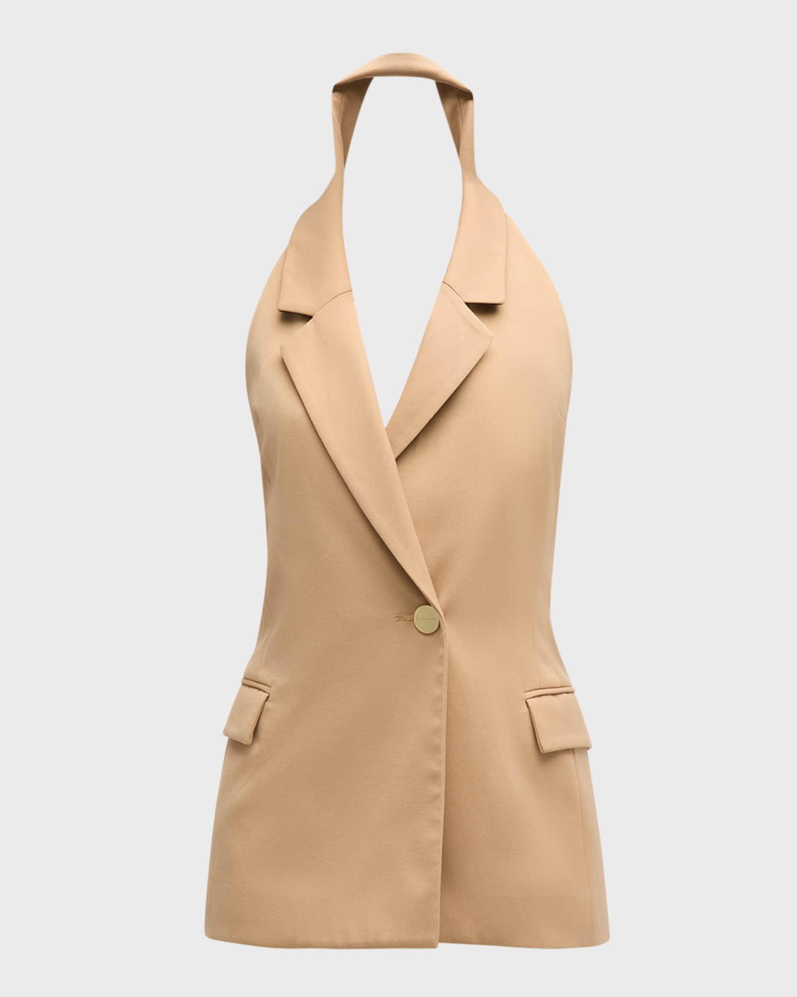Sergio Hudson Double-Breasted Tailored Halter Vest | Neiman Marcus