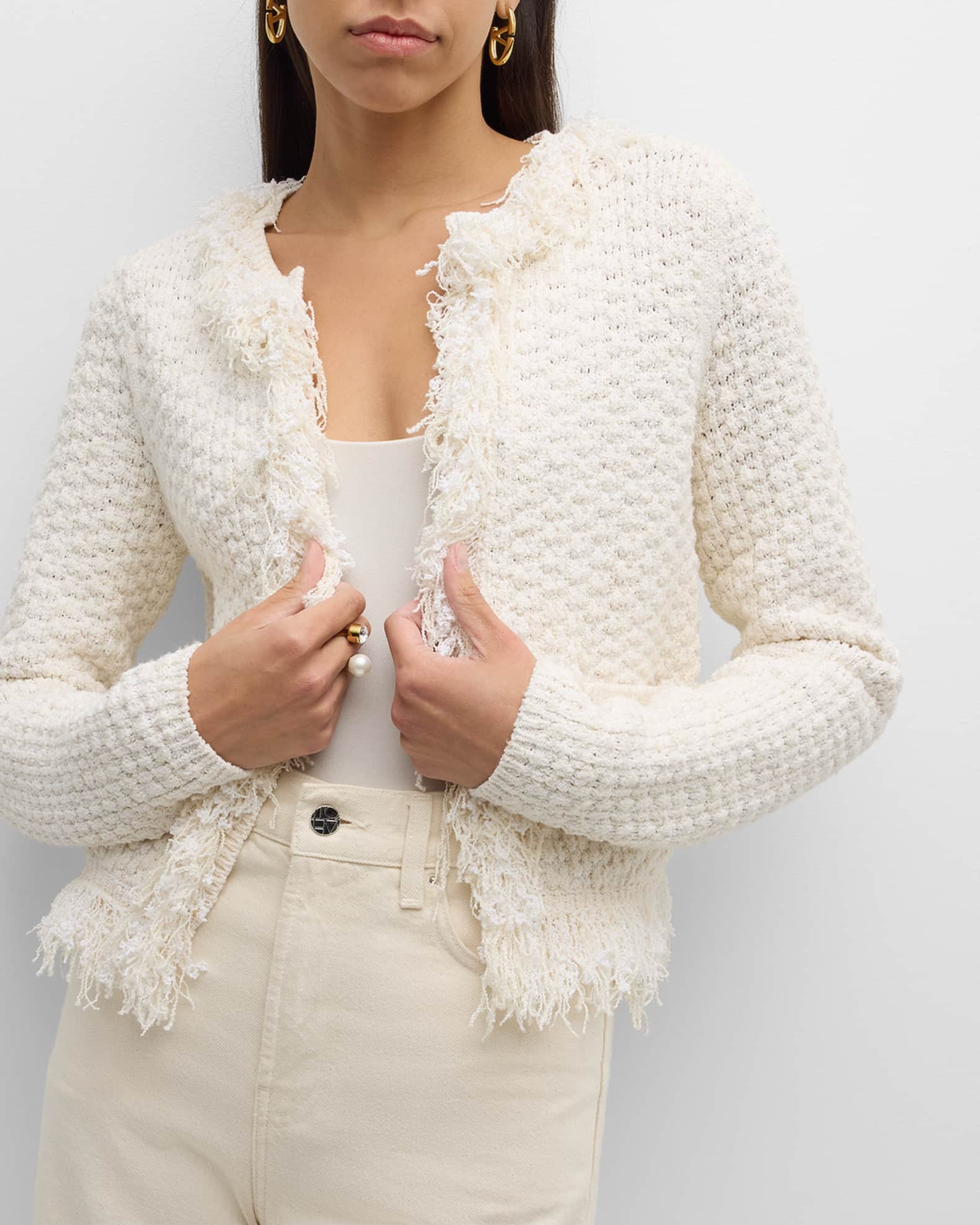 A.L.C. April Fringe Open-Front Cardigan | Neiman Marcus