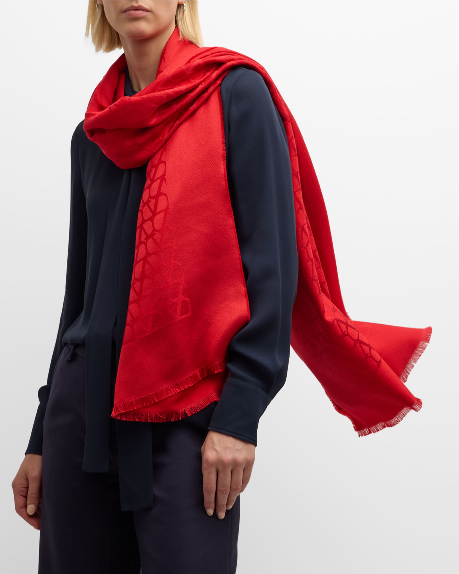 Valentino Toile Iconographe Jacquard Wool-Blend Stole | Neiman Marcus