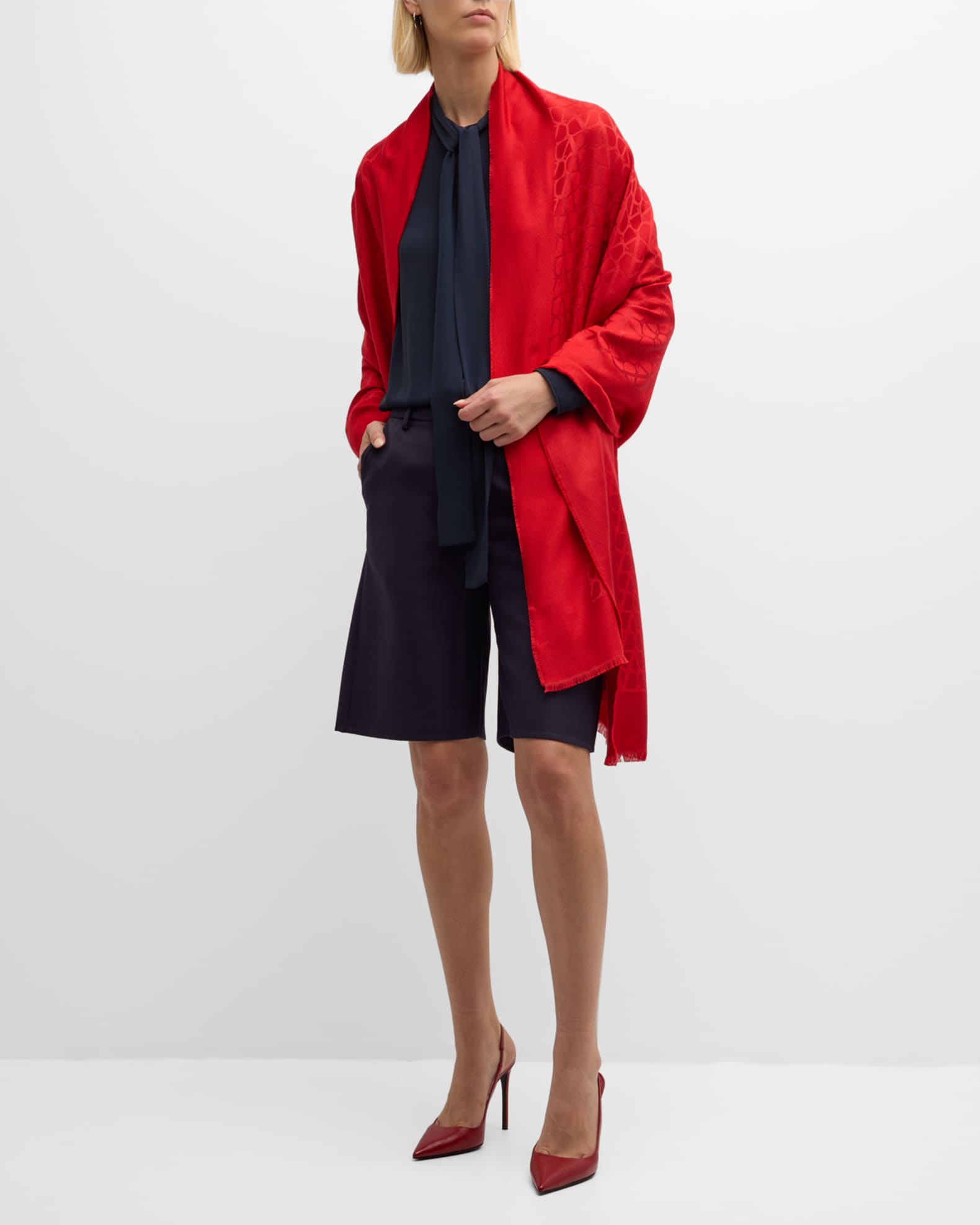 Valentino Toile Iconographe Jacquard Wool-Blend Stole | Neiman Marcus