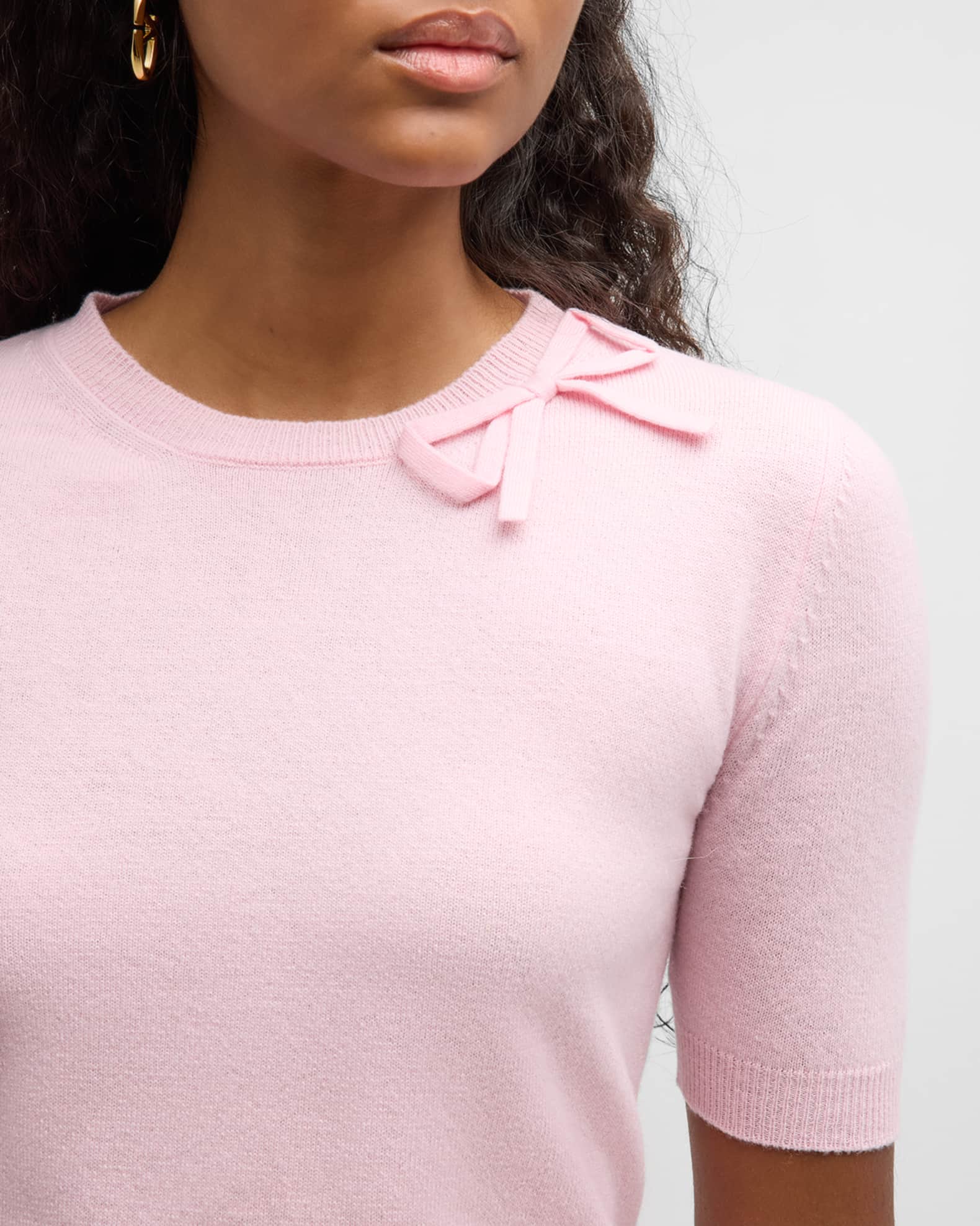 Valentino Garavani Short Sleeve Knit Sweater with Bow Detail | Neiman ...