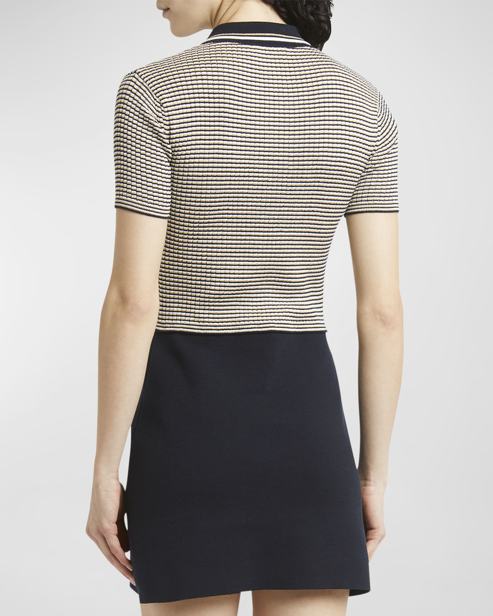Valentino Garavani Striped Polo Mini Dress with Gold-Tone Buttons ...