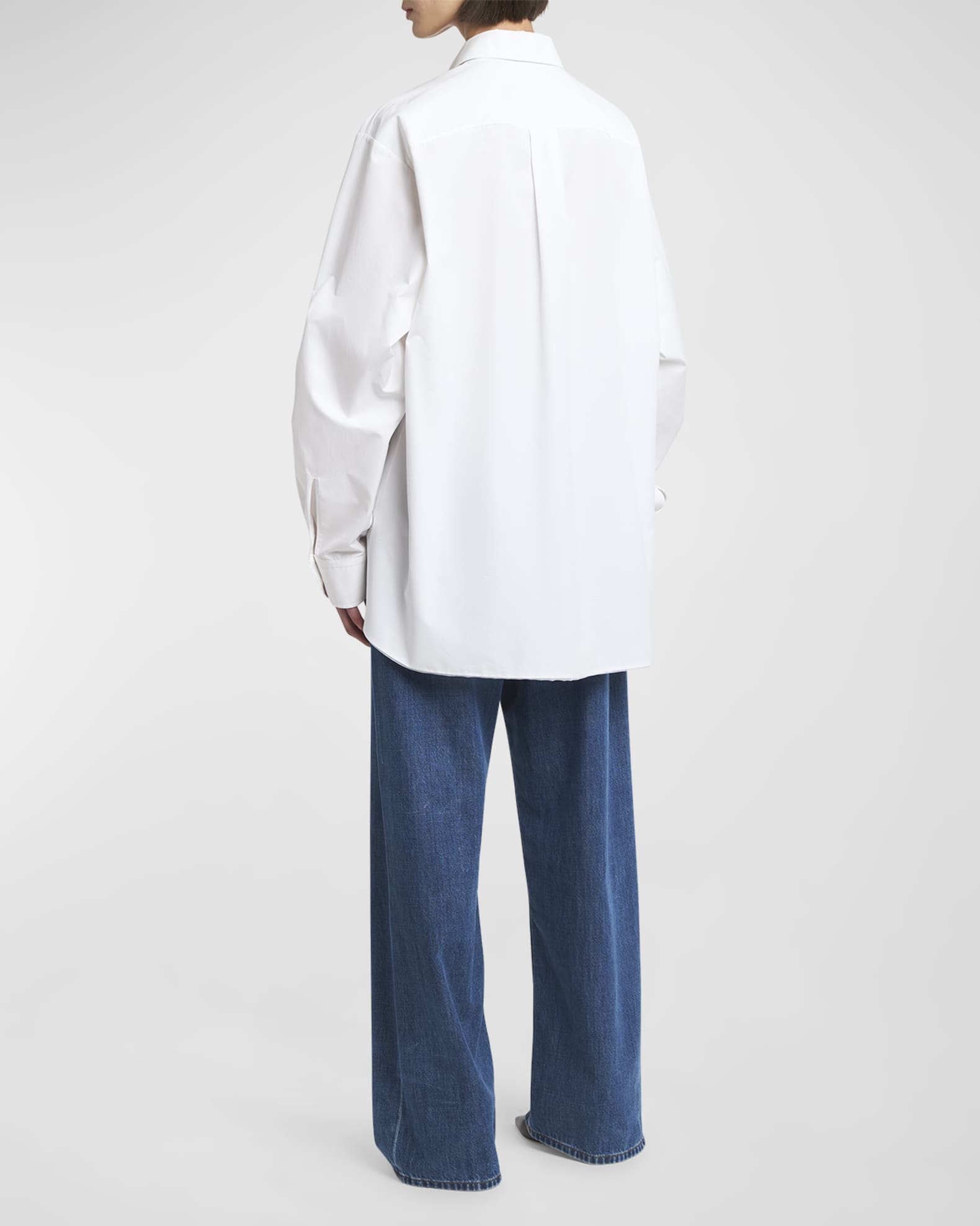 Valentino Garavani Poplin Button-Front Shirt with Crystal Trim Placket ...
