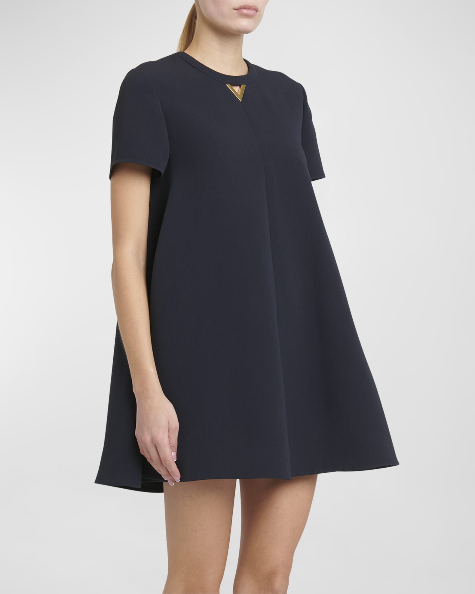 Valentino Garavani V-Logo Short-Sleeve Mini Shift Dress | Neiman Marcus