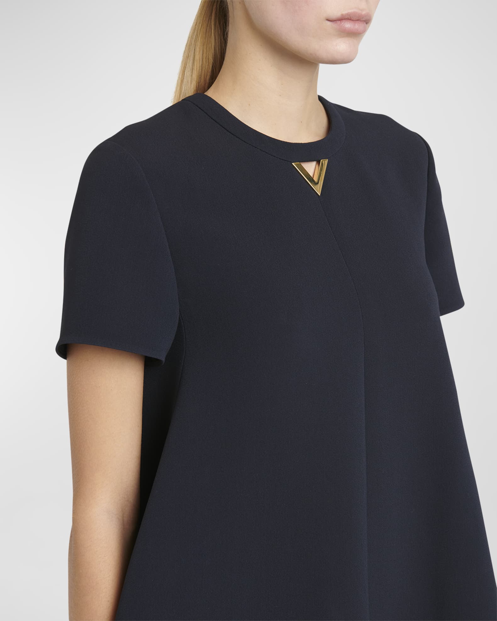 Valentino Garavani V-Logo Short-Sleeve Mini Shift Dress | Neiman Marcus