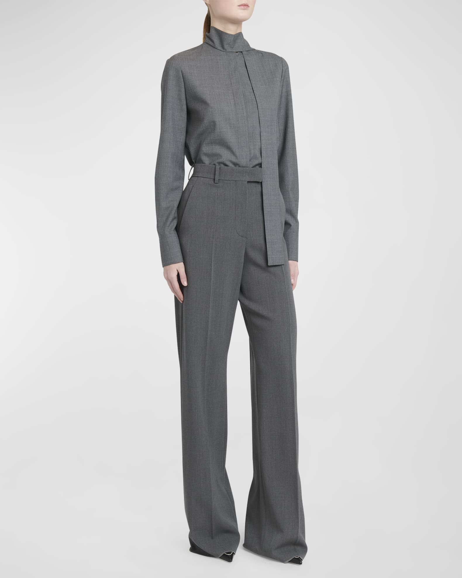 Valentino Garavani High-Rise Wide-Leg Solid Active Gabardine Pants ...