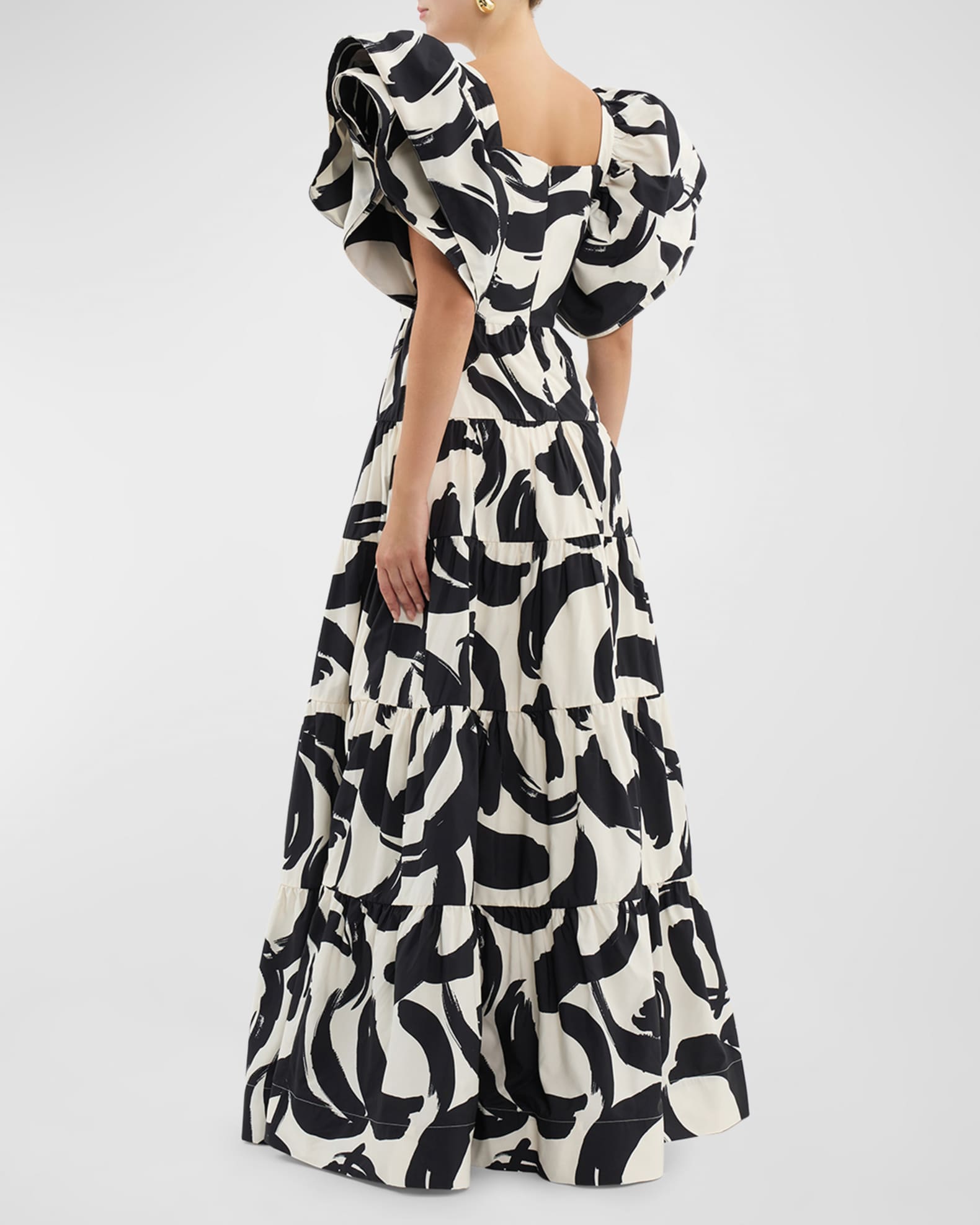 REBECCA VALLANCE Pompidou Tiered Brushstroke-Print Maxi Dress | Neiman ...
