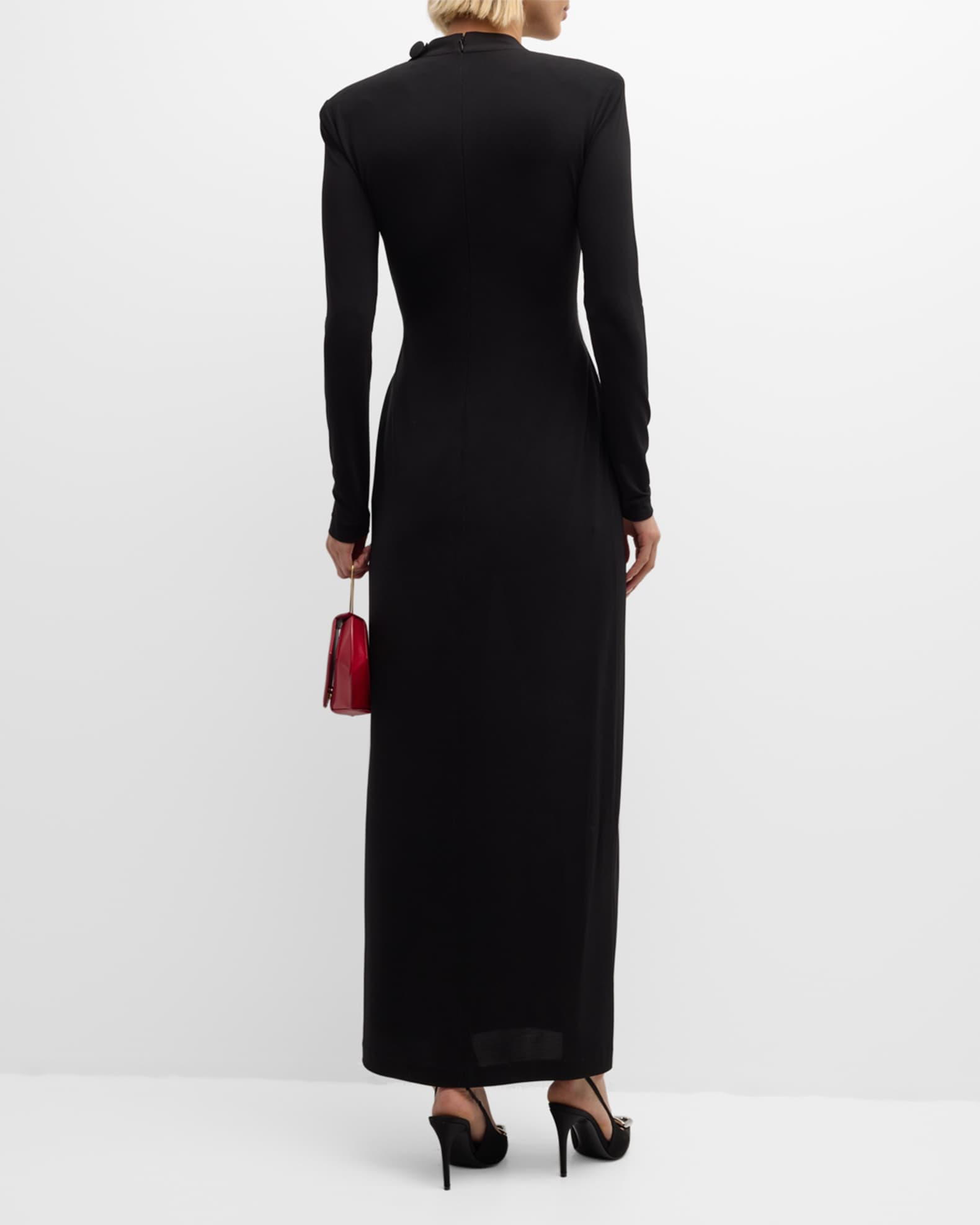 Emporio Armani Pleated Cutout Column Gown | Neiman Marcus