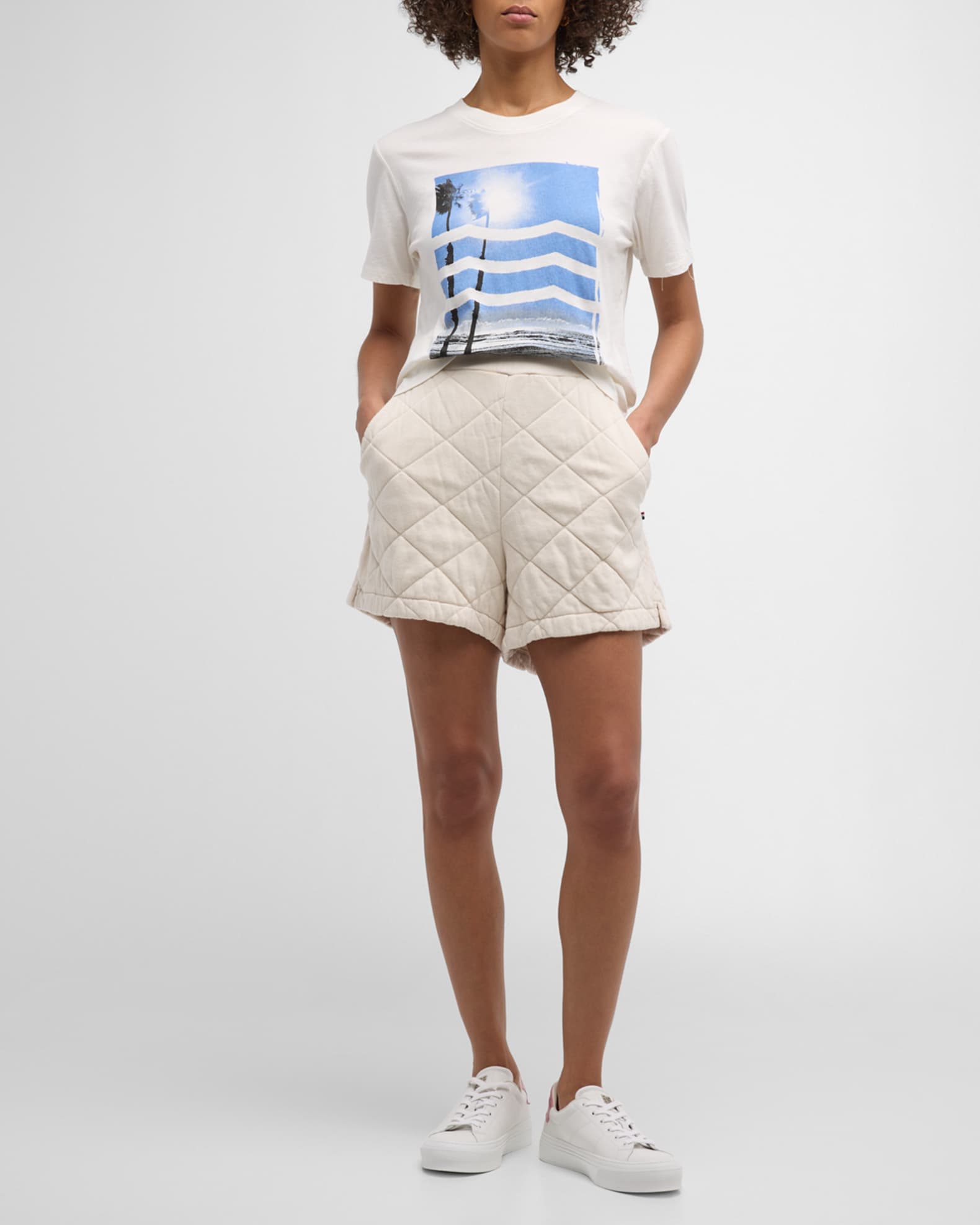 Sol Angeles Cali Waves Crewneck T-Shirt | Neiman Marcus