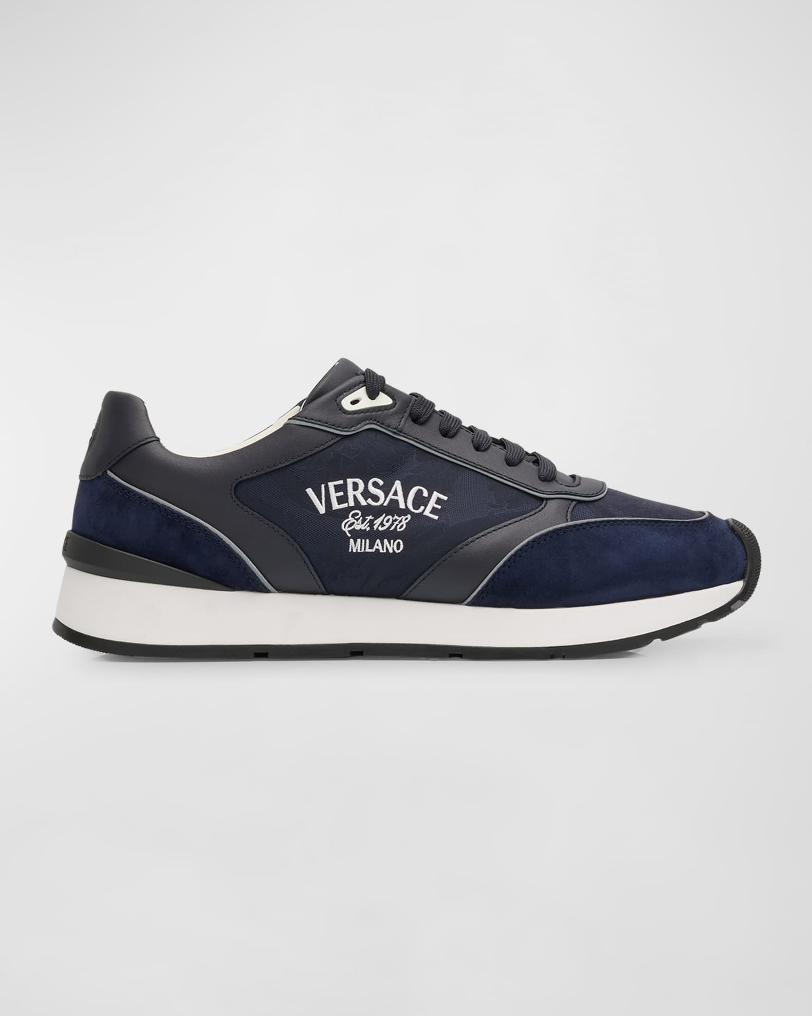 Versace Men's Logo-Embroidered Sneakers | Neiman Marcus