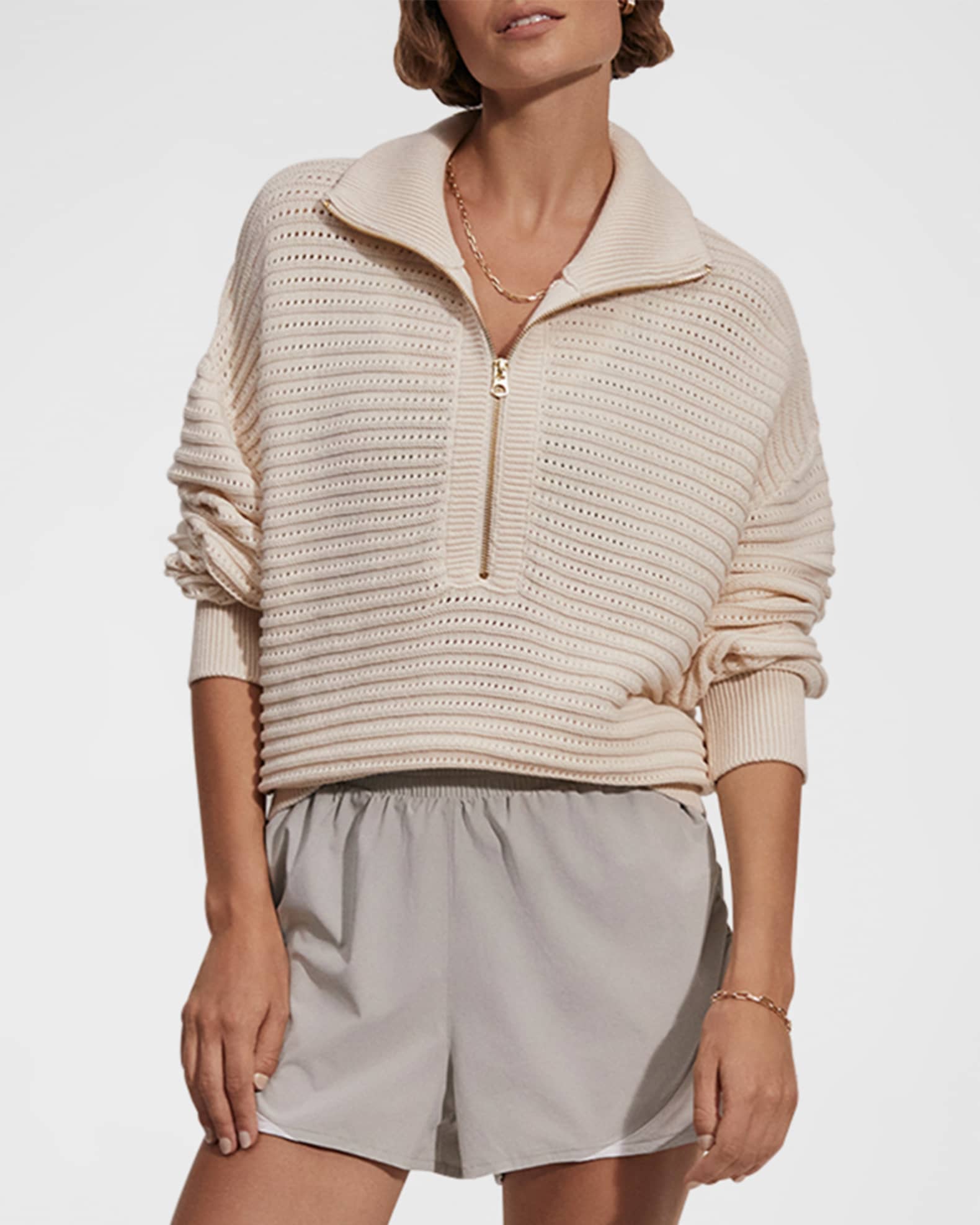 Varley Tara Pointelle Half-Zip Sweater | Neiman Marcus
