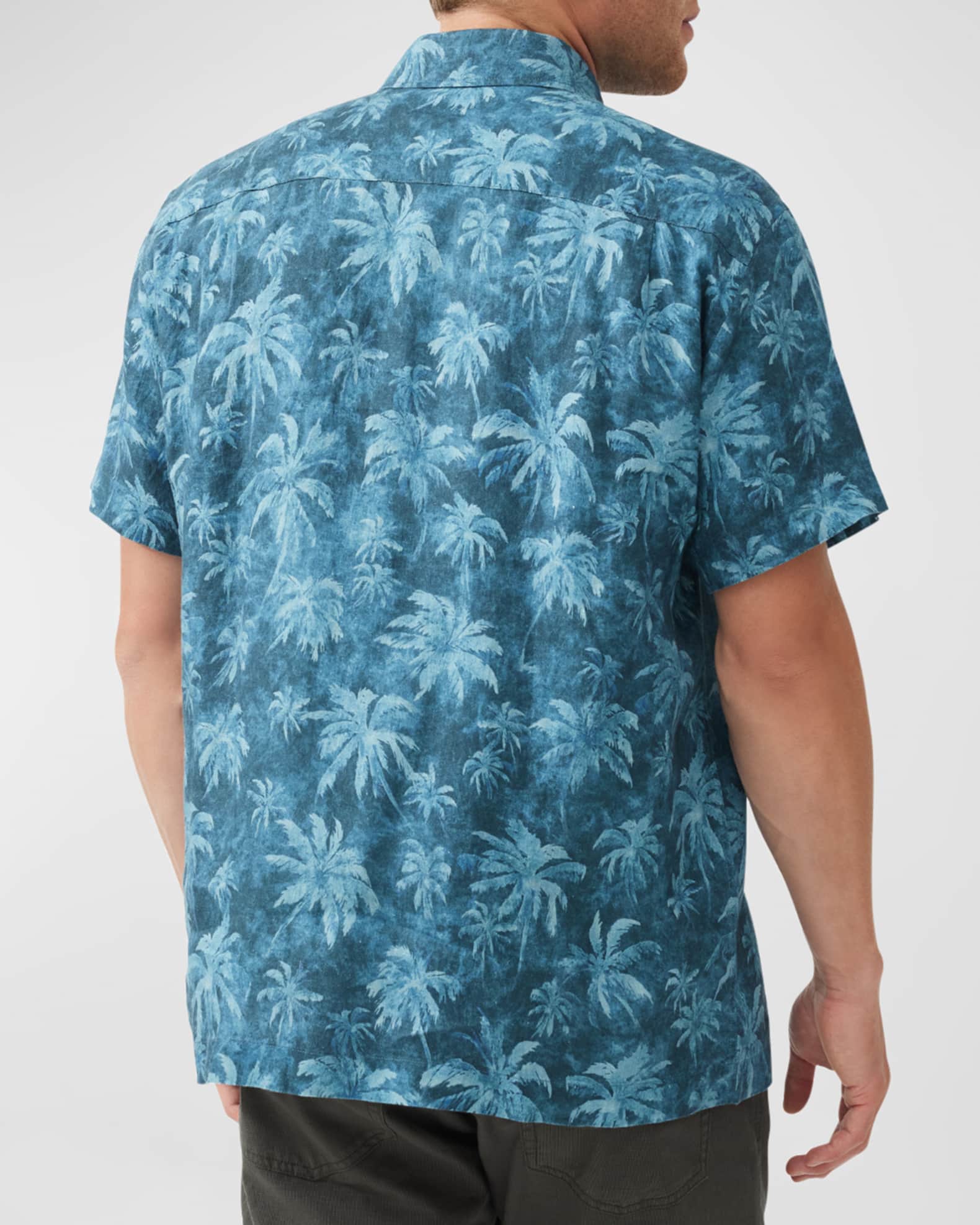 Rodd & Gunn Men's Destiny Bay Linen Palm-Print Short-Sleeve Shirt | Neiman Marcus