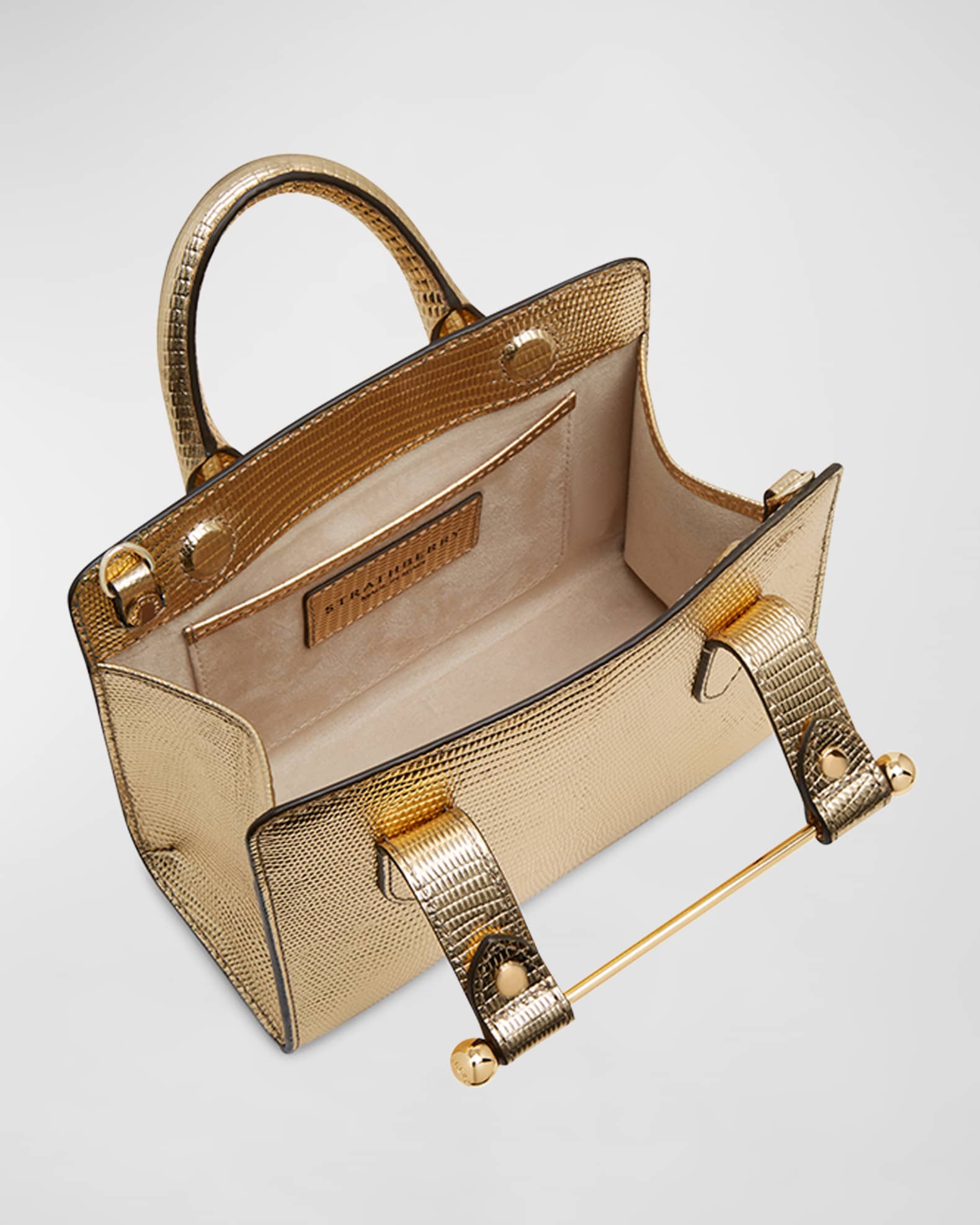 STRATHBERRY Nano Metallic Lizard-Embossed Tote Bag | Neiman Marcus