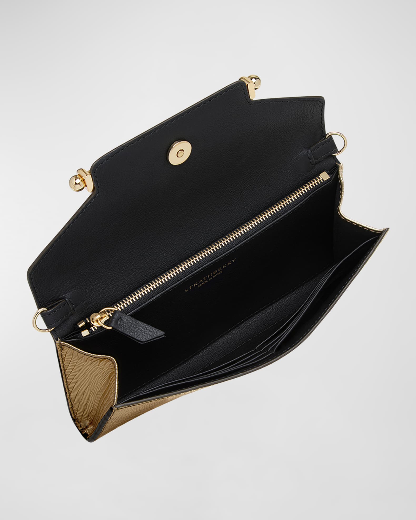 STRATHBERRY Multrees Metallic Lizard-Embossed Wallet on Chain | Neiman ...