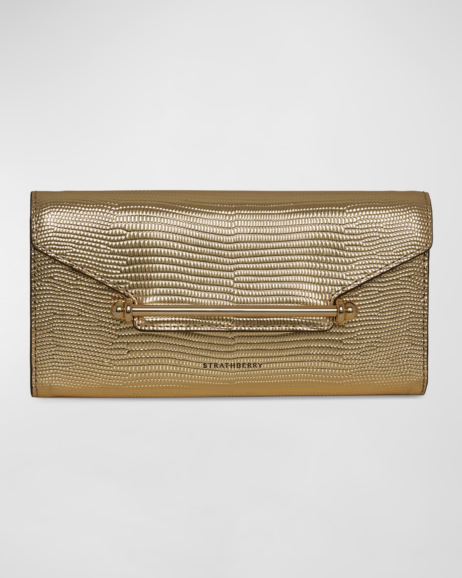 STRATHBERRY Multrees Metallic Lizard-Embossed Wallet on Chain | Neiman ...