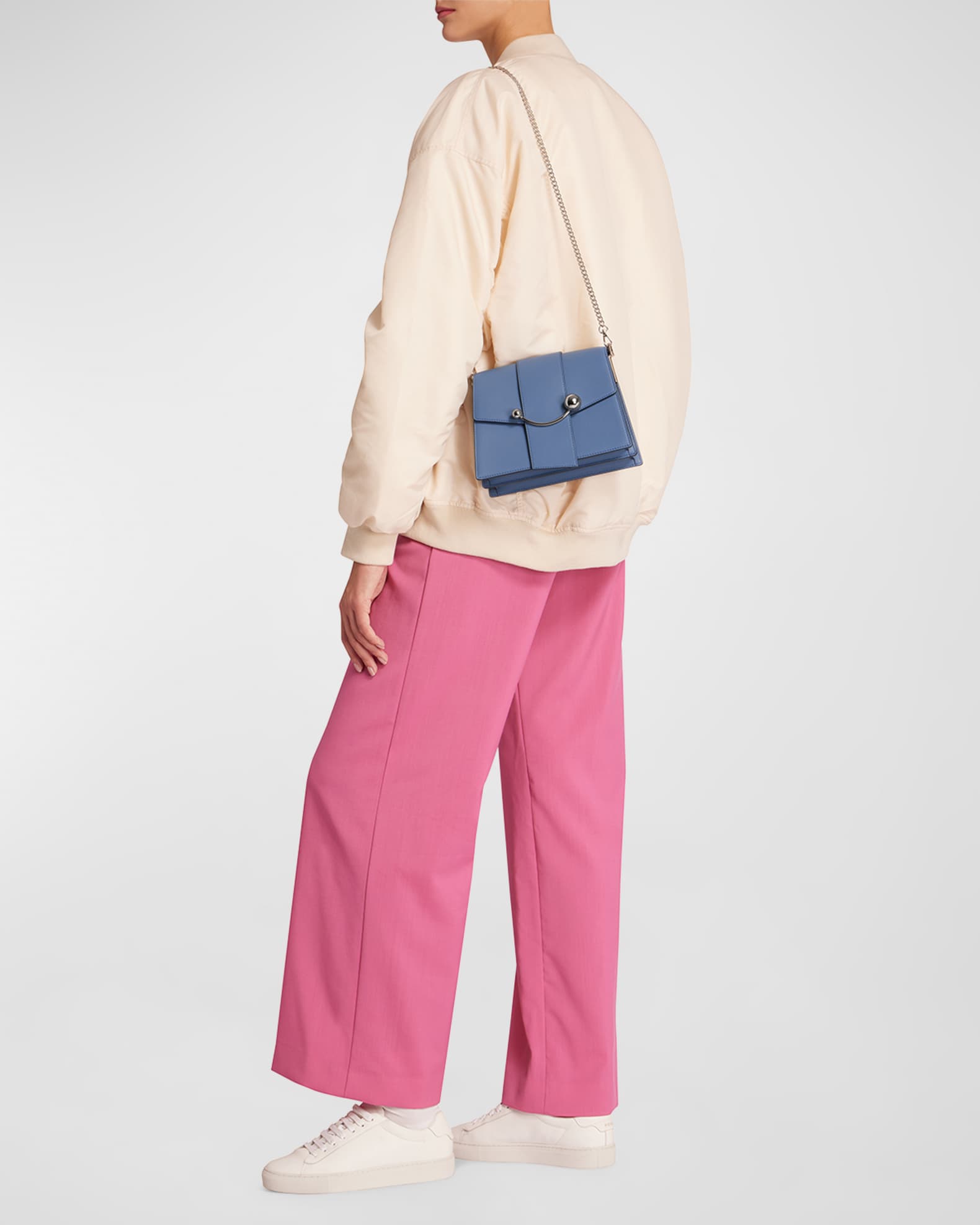 STRATHBERRY Crescent Box Flap Leather Shoulder Bag | Neiman Marcus